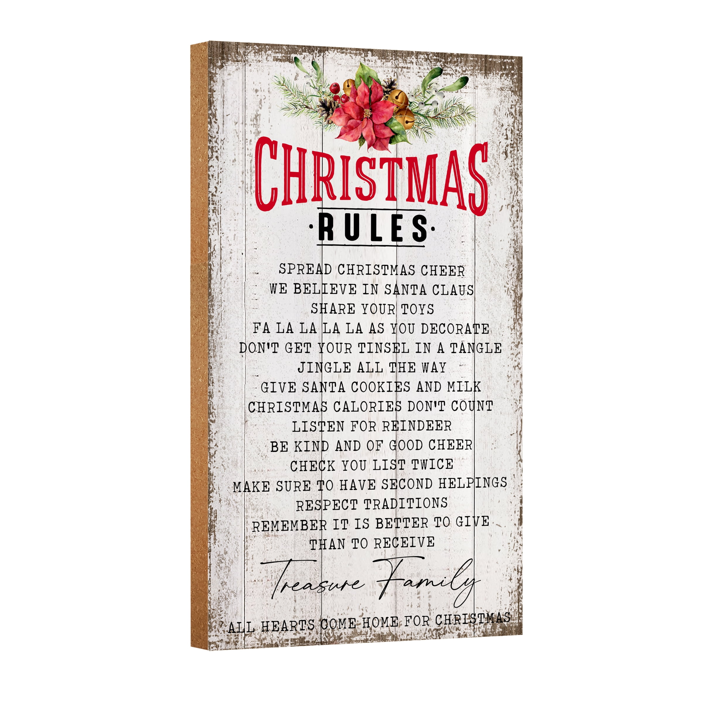 LifeSong Milestones "Christmas Rules" Wood Christmas Wall Art Decor for ...