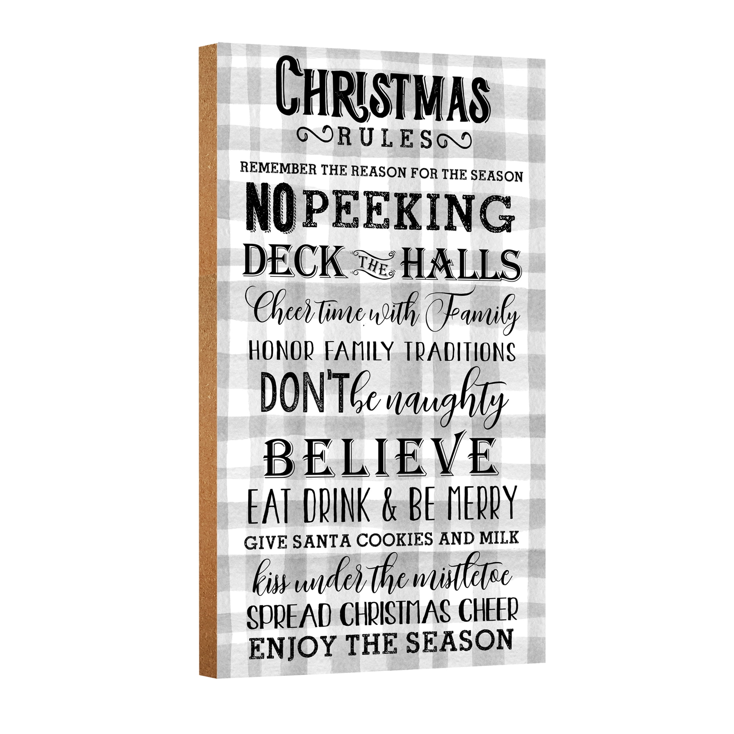 LifeSong Milestones "Distressed Christmas Rules" Wood Christmas Wall ...