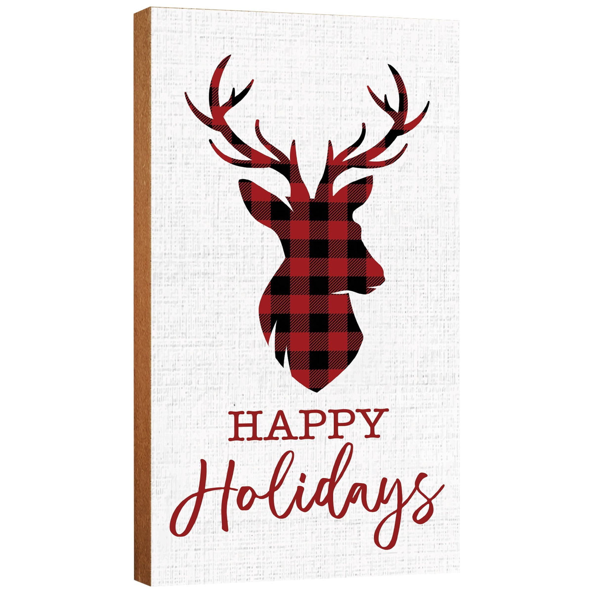 LifeSong Milestones Happy Holidays Buffalo Plaid Christmas Decorations ...