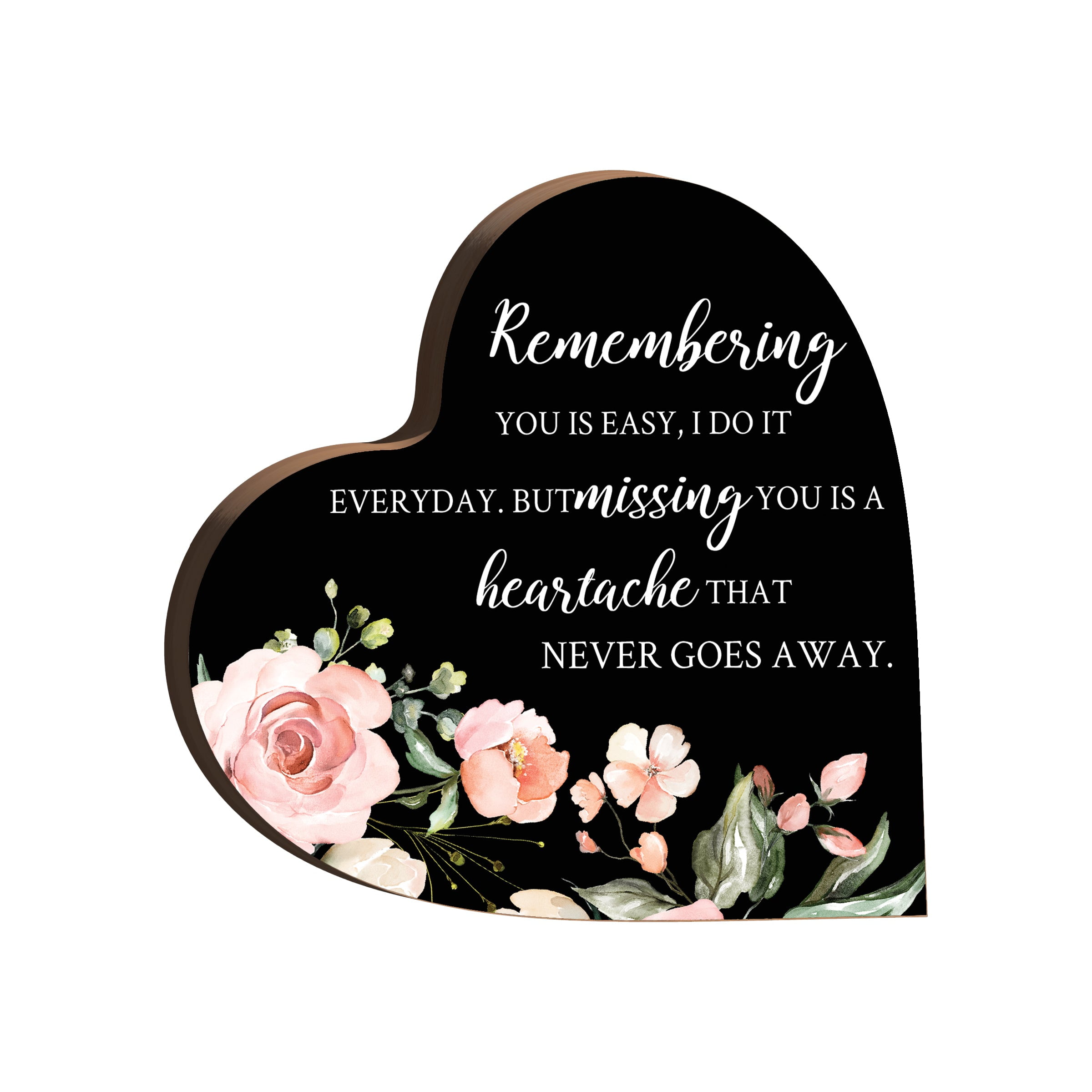LifeSong Milestones Modern Sympathy Gifts Heart Block Sign Decor (Black ...