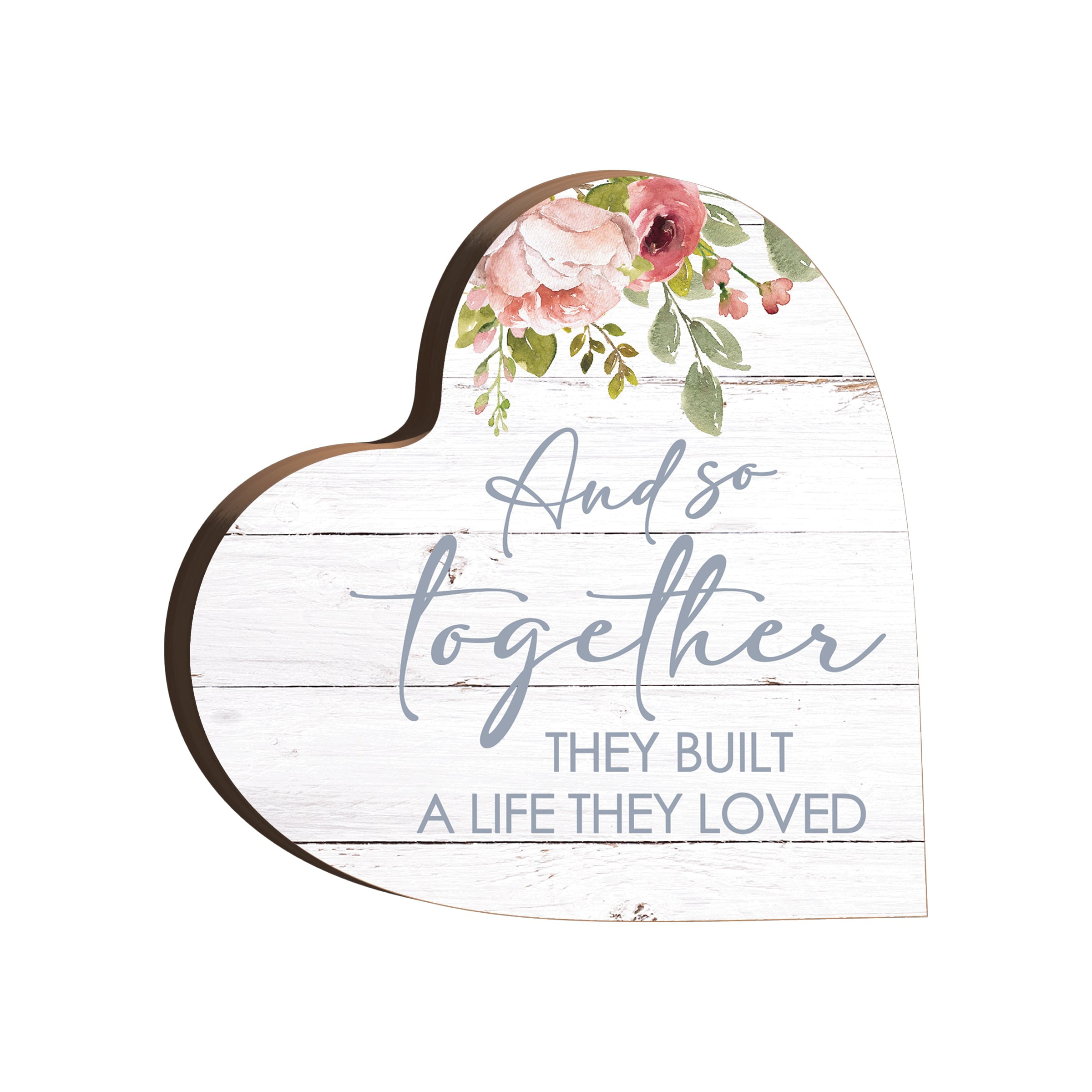 LifeSong Milestones Rustic Inspirational Heart Block Sign for Farmhouse ...