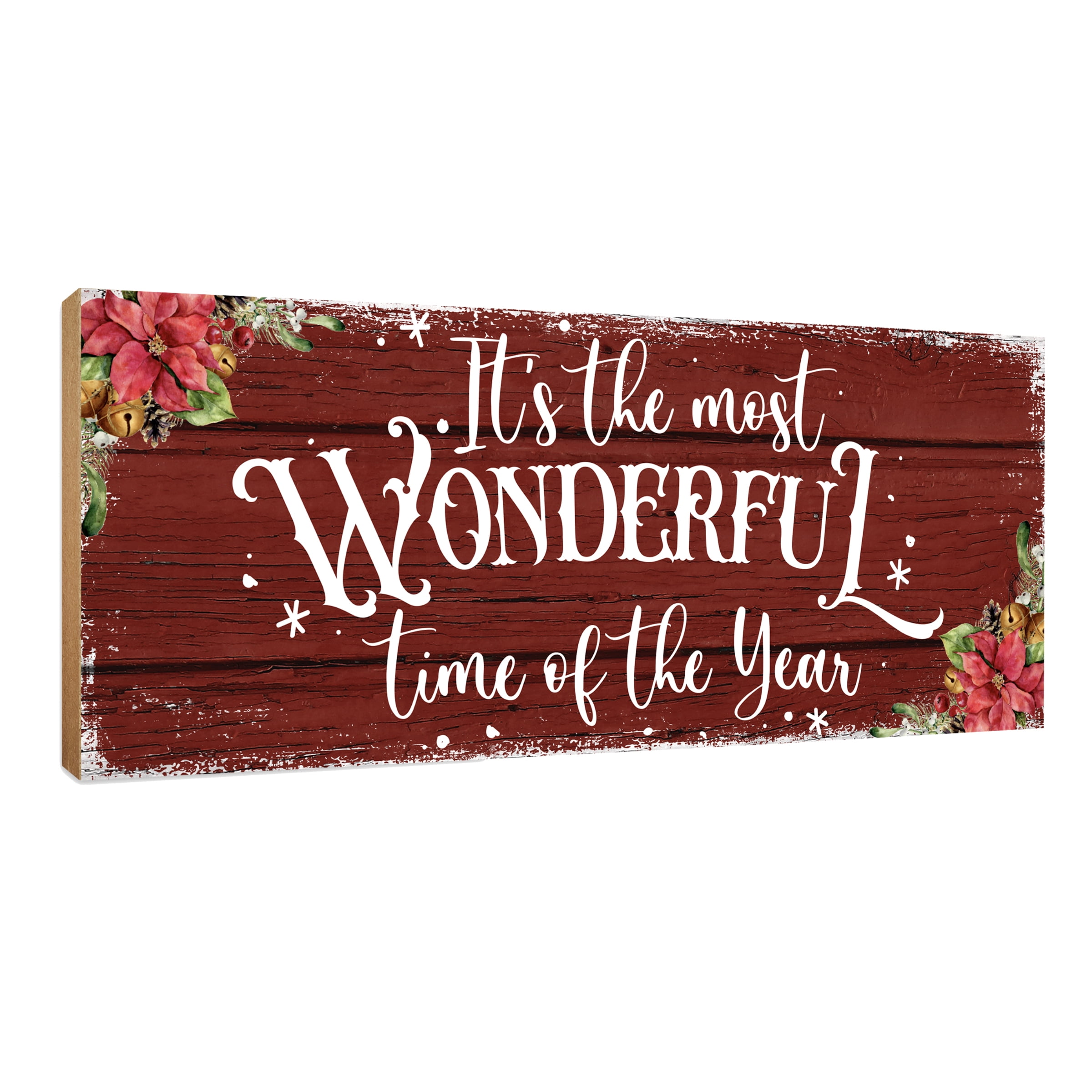 LifeSong Milestones Wood Wonderful Time Red Sign for Tabletop Christmas ...