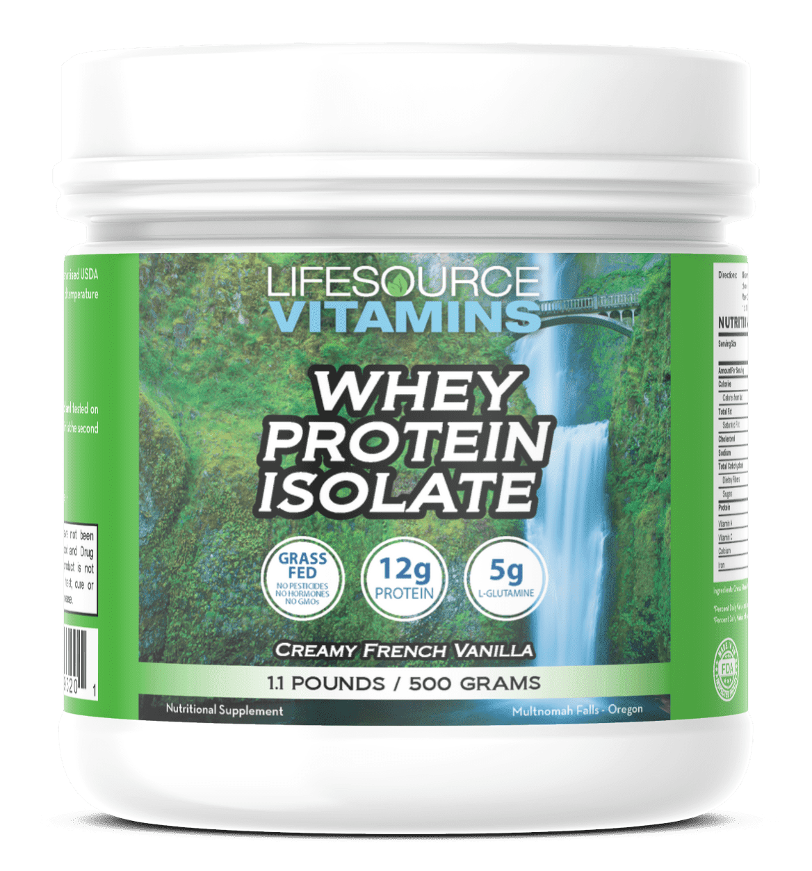 LifeSource Vitamins 1.1 lb Grass Fed Whey Protein Isolate - Creamy French Vanilla w/Stevia ...
