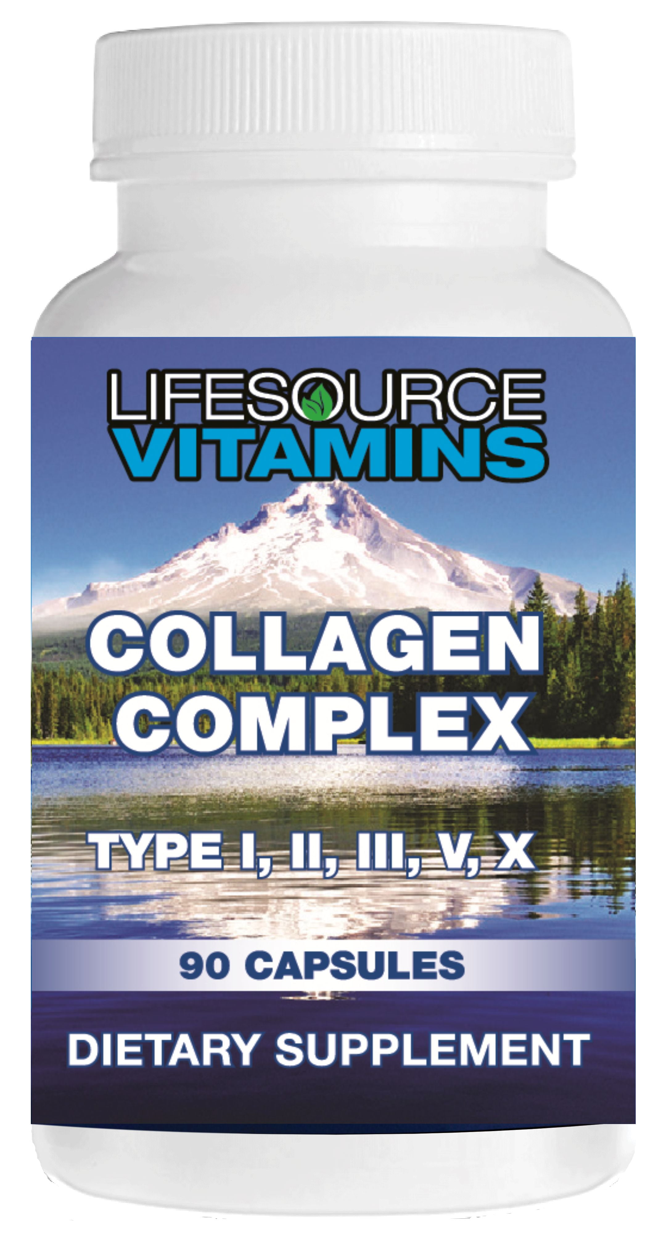 LifeSource Vitamins Collagen Complex - Type I, II, III, V, X - 90 Capsules (30 Day Supply ...