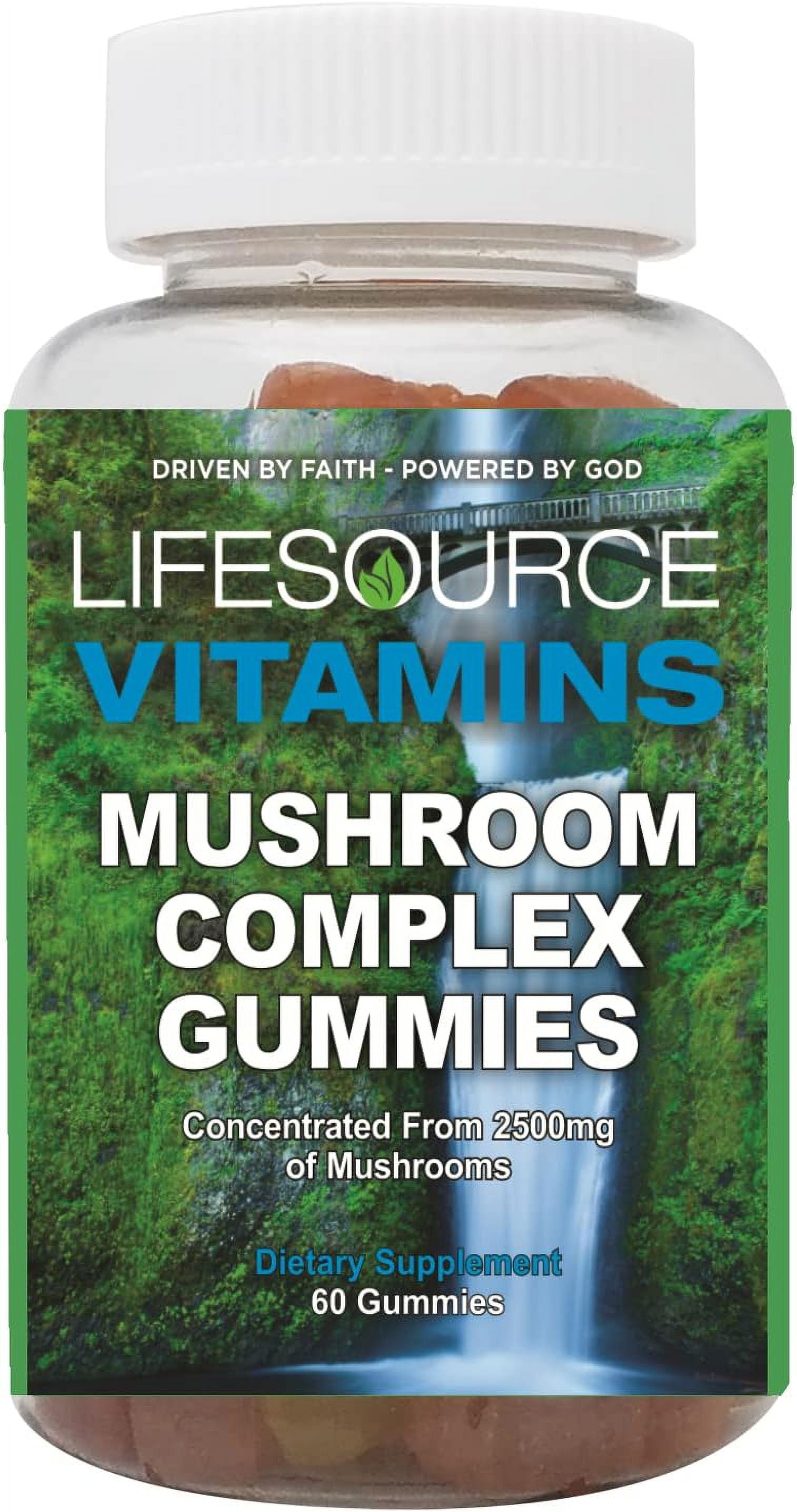 LifeSource Vitamins Mushroom Complex Gummies - Mushroom Gummies for Immune Support - 2,500mg (60 ...