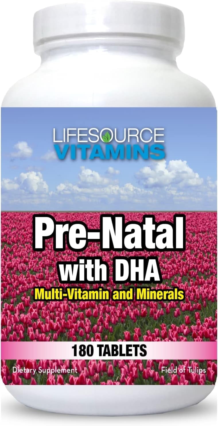 LifeSource Vitamins Pre-Natal Multivitamins with DHA - 180 Tablets for ...