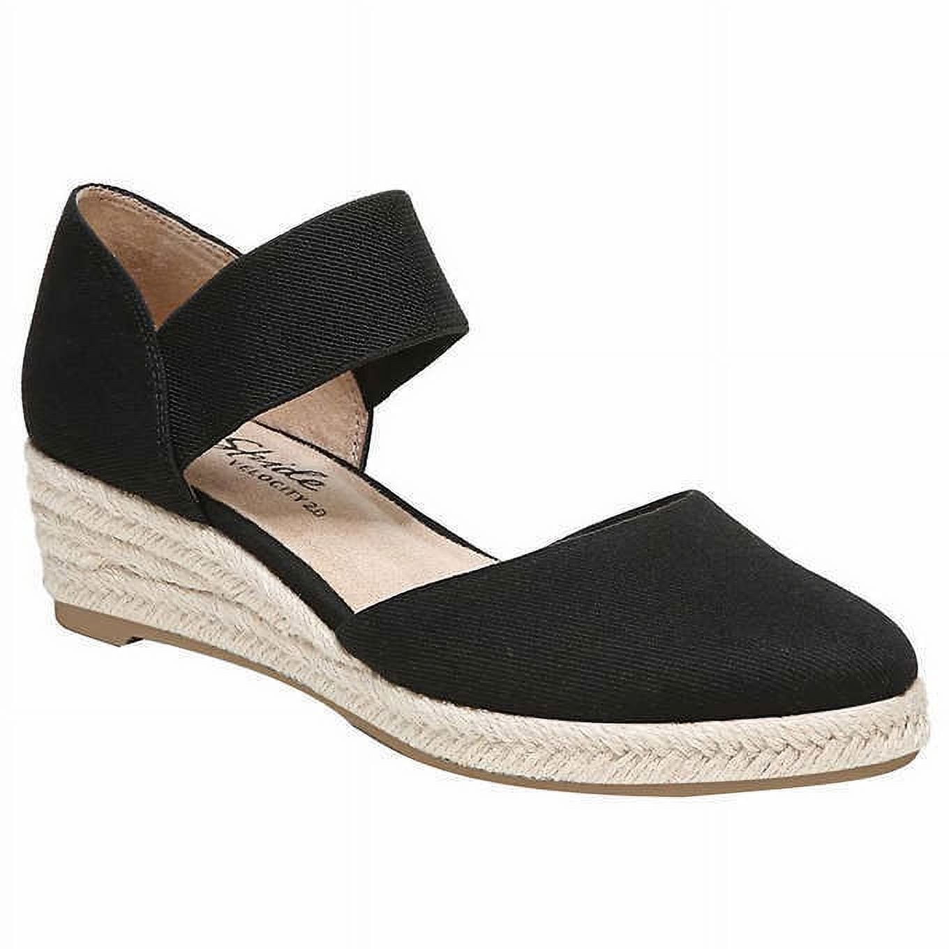 LifeStride Ladies' Espadrille Wedge (6, Black) - Walmart.com