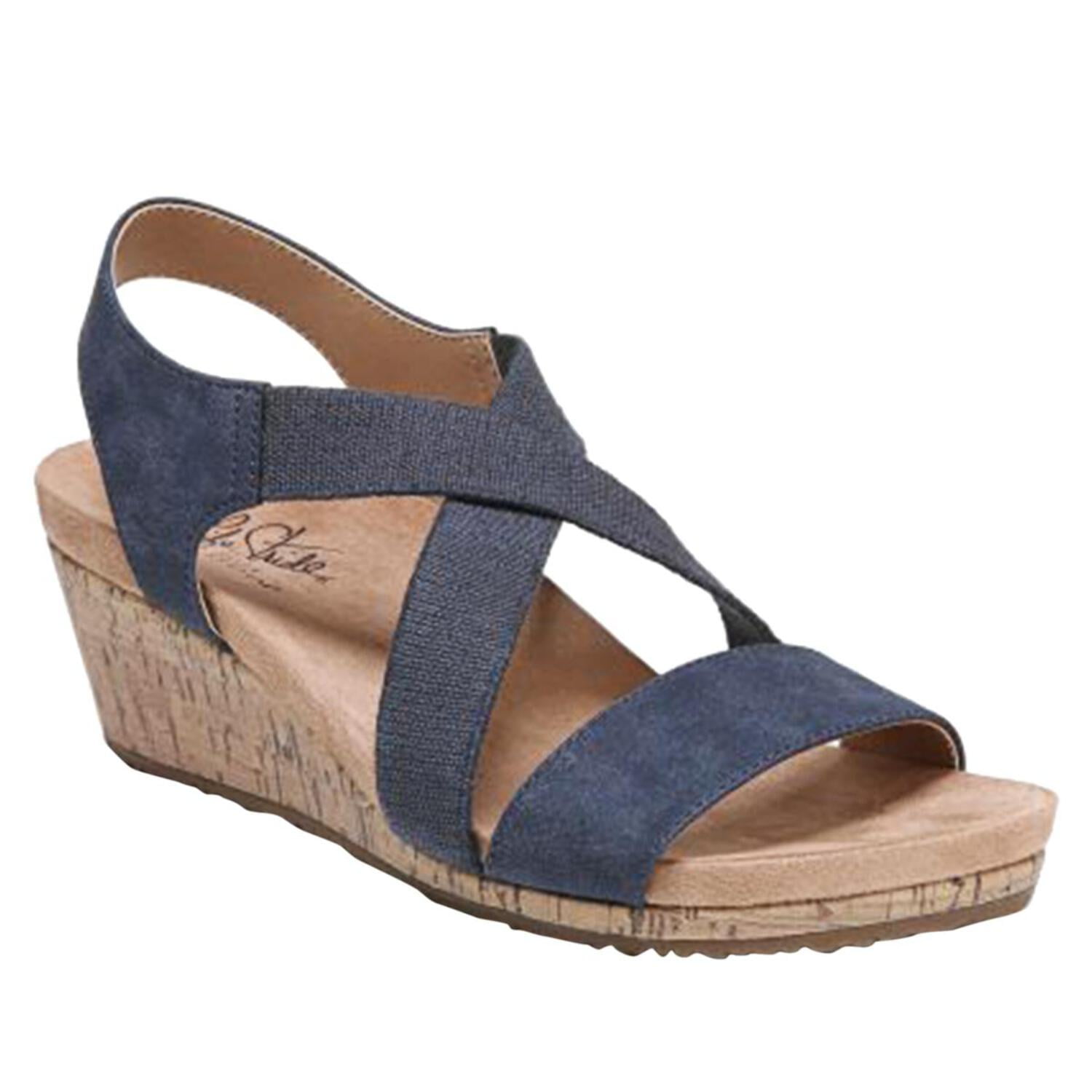 LifeStride Mexico Women's Wedge Sandals Color: Navy Size: 8 - Walmart.com