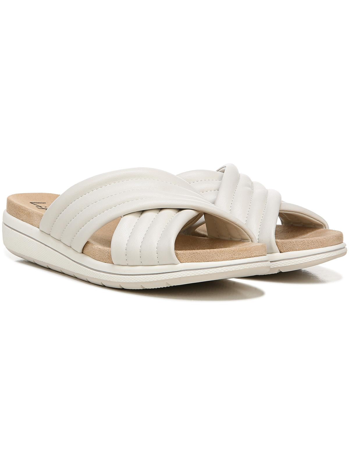 LifeStride Womens Panama Faux Leather Slip On Wedge Sandals - Walmart.com