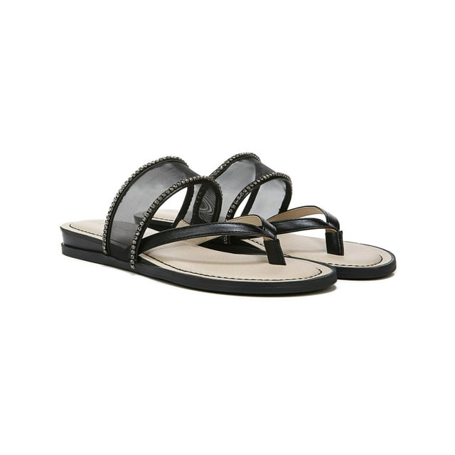 Lifestride Womens Radiant Glow Faux Leather Slip On Slide Sandals