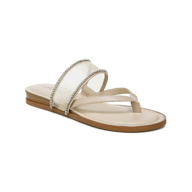 Lifestride Womens Radiant Glow Faux Leather Slip On Slide Sandals