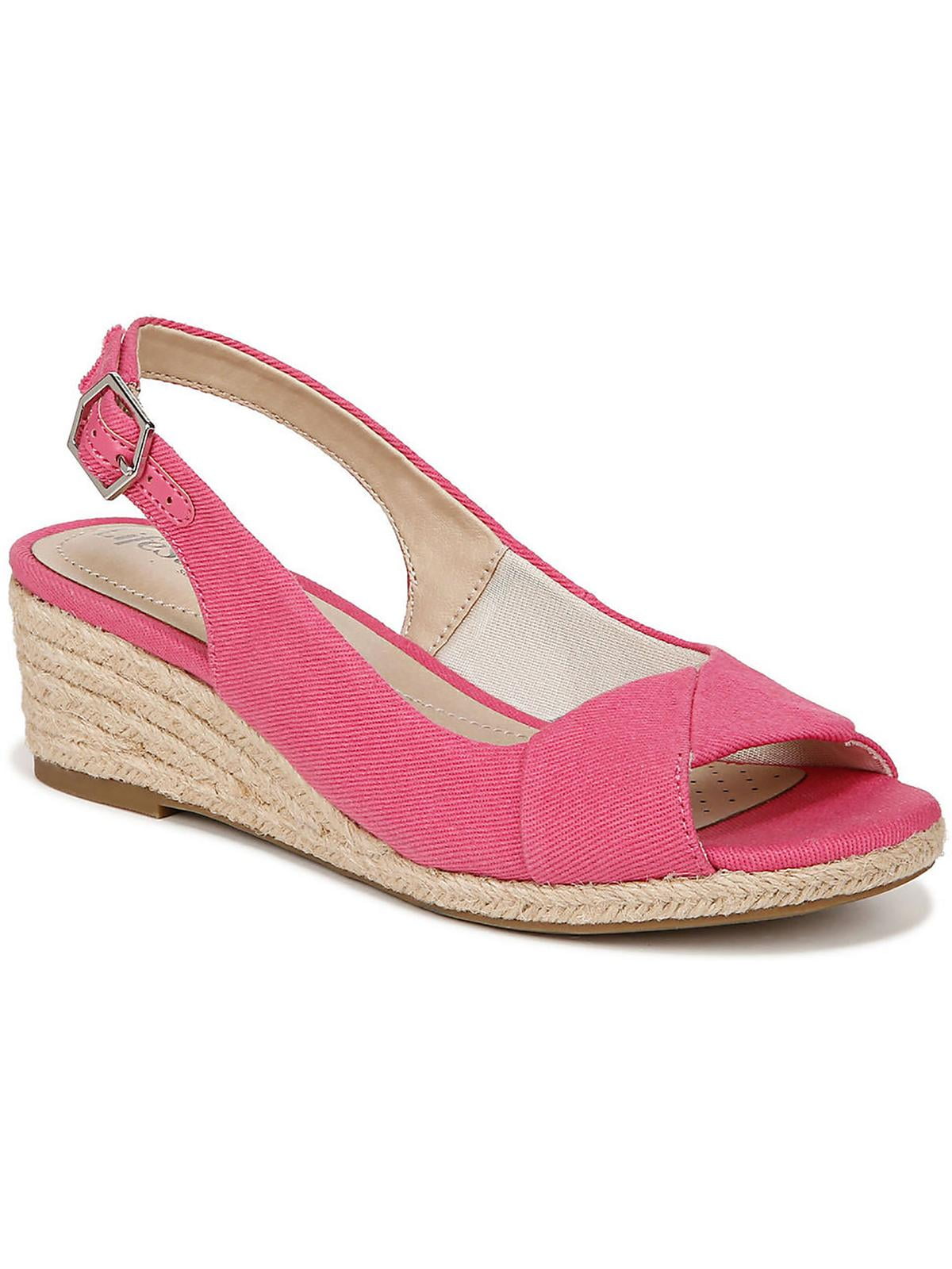 LifeStride Womens Socialite Canvas Peep-Toe Slingback Sandals - Walmart.com