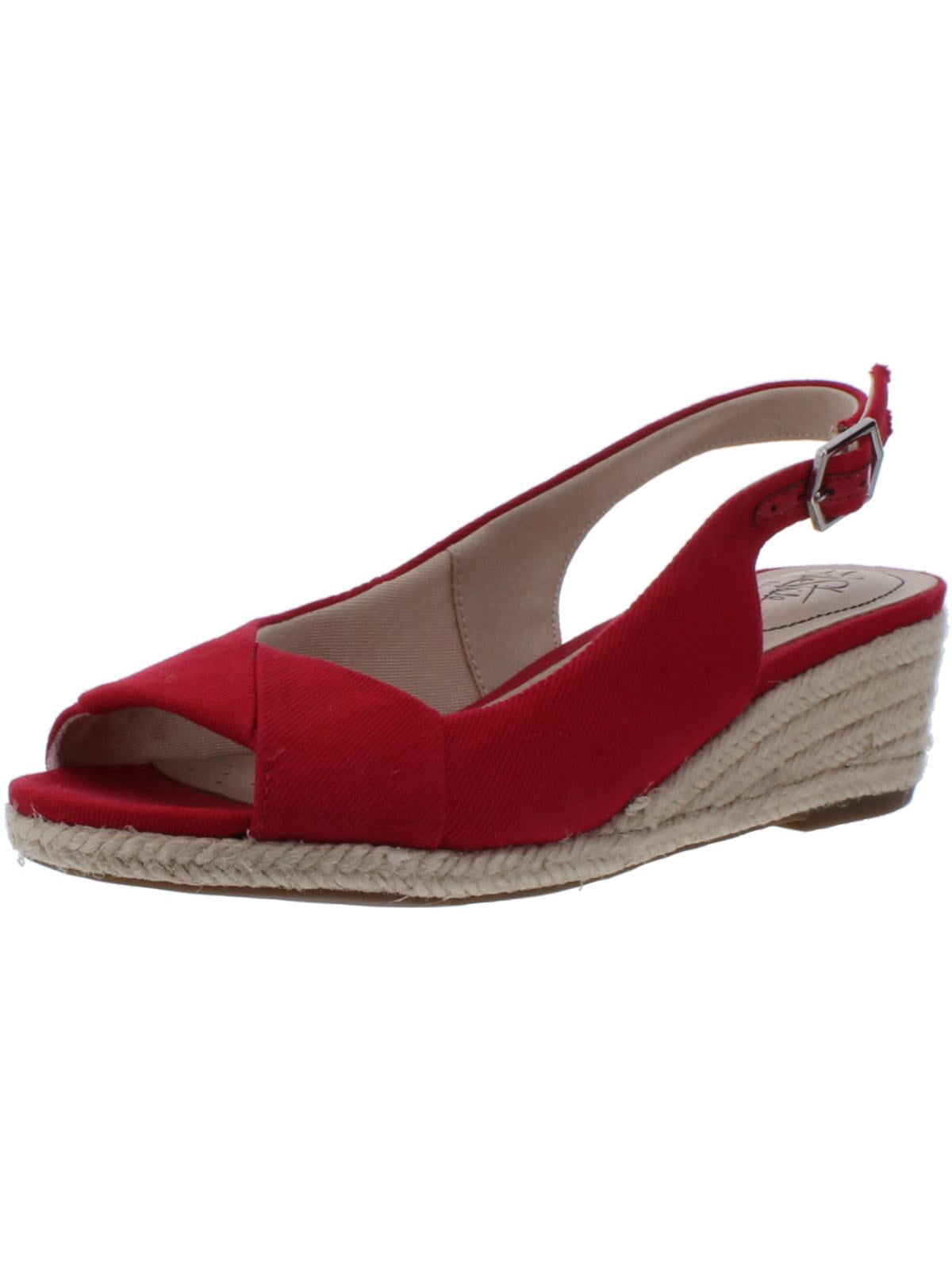 LifeStride Womens Socialite Canvas Peep-Toe Slingback Sandals - Walmart.com