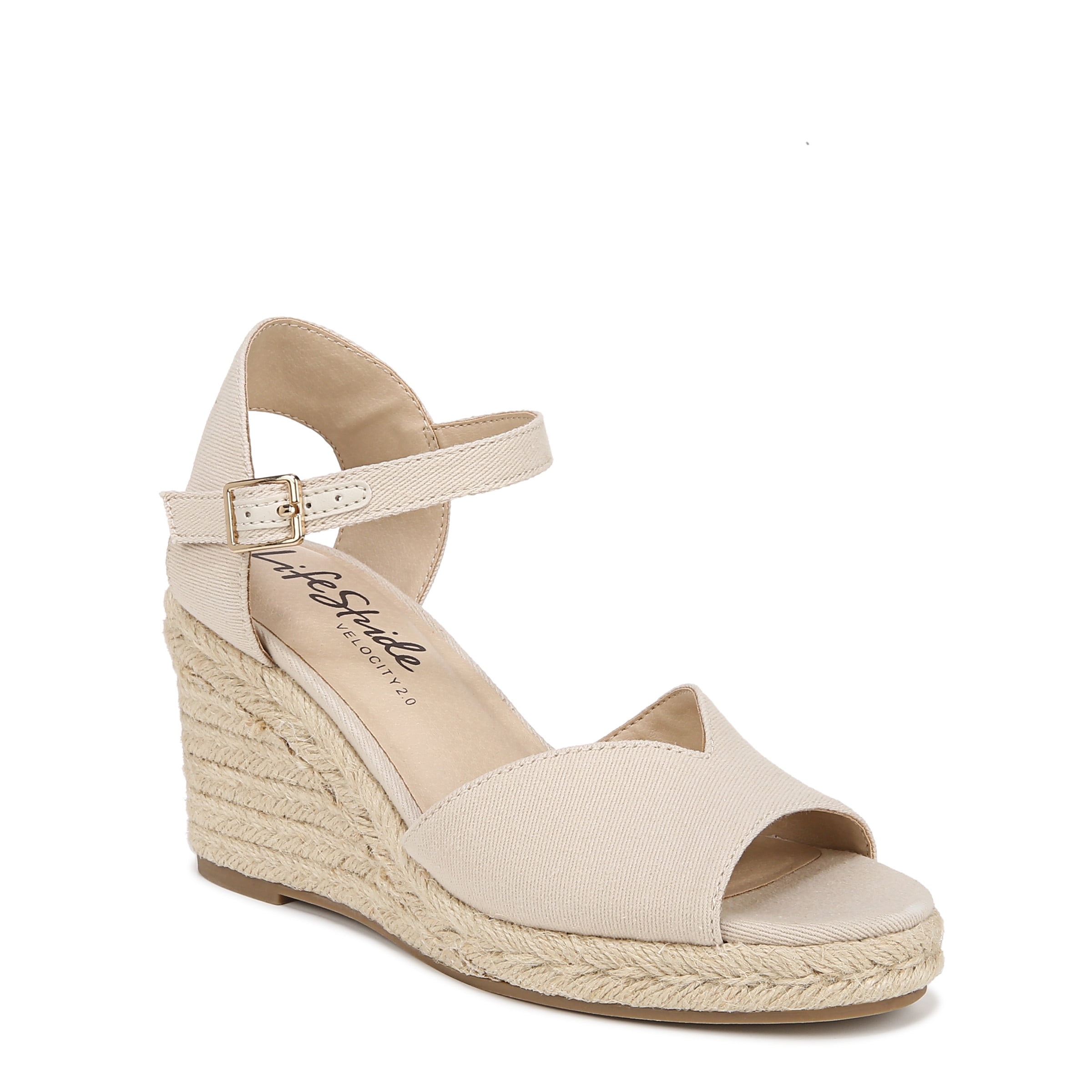 LifeStride Womens Tess Ankle Strap Wedge Espadrille - Medium