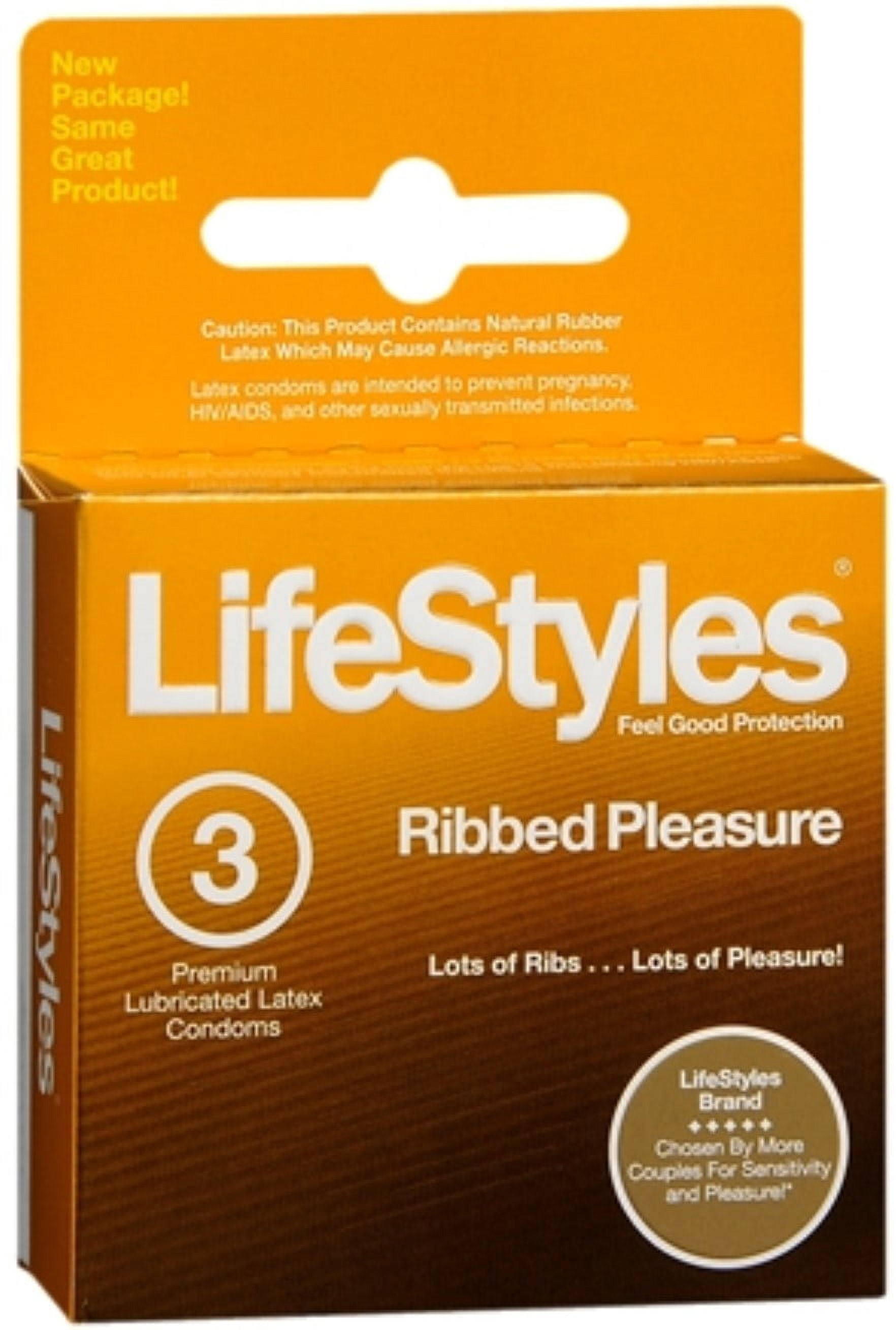 LifeStyles Ribbed Pleasure Condoms Lubricated Latex - (Pack of 3 ...
