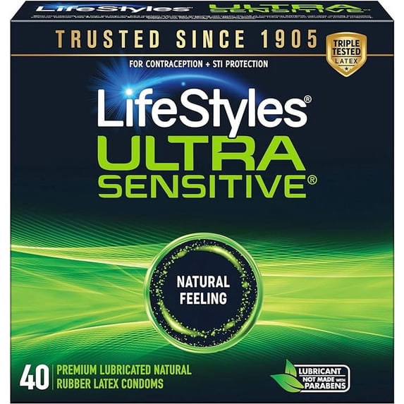 LifeStyles Ultra-Sensitive Lubricated Latex Condoms, 40 Count HSA/FSA ...