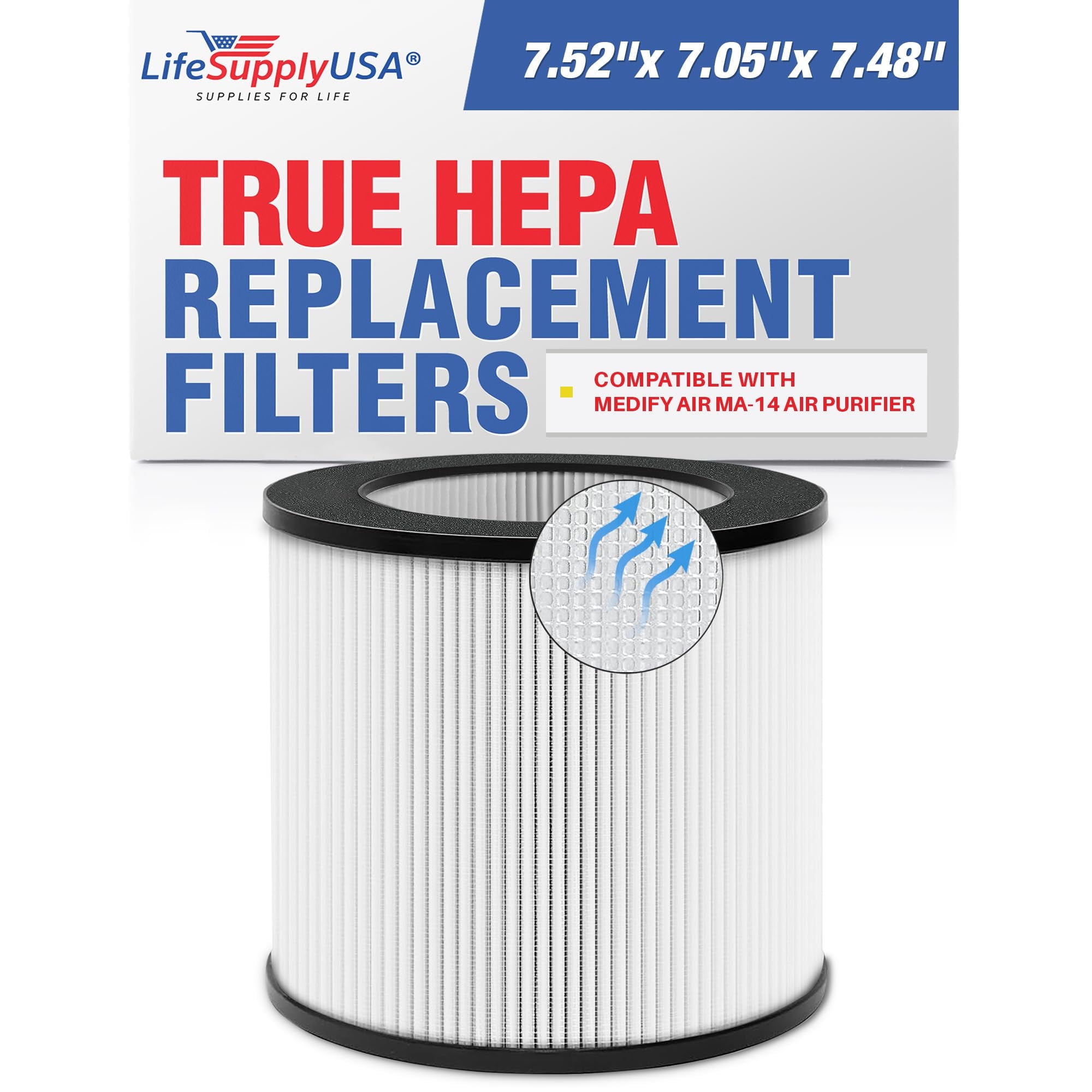 LifeSupplyUSA 2-in-1 True HEPA Air Cleaner Replacement Filter + Pre ...