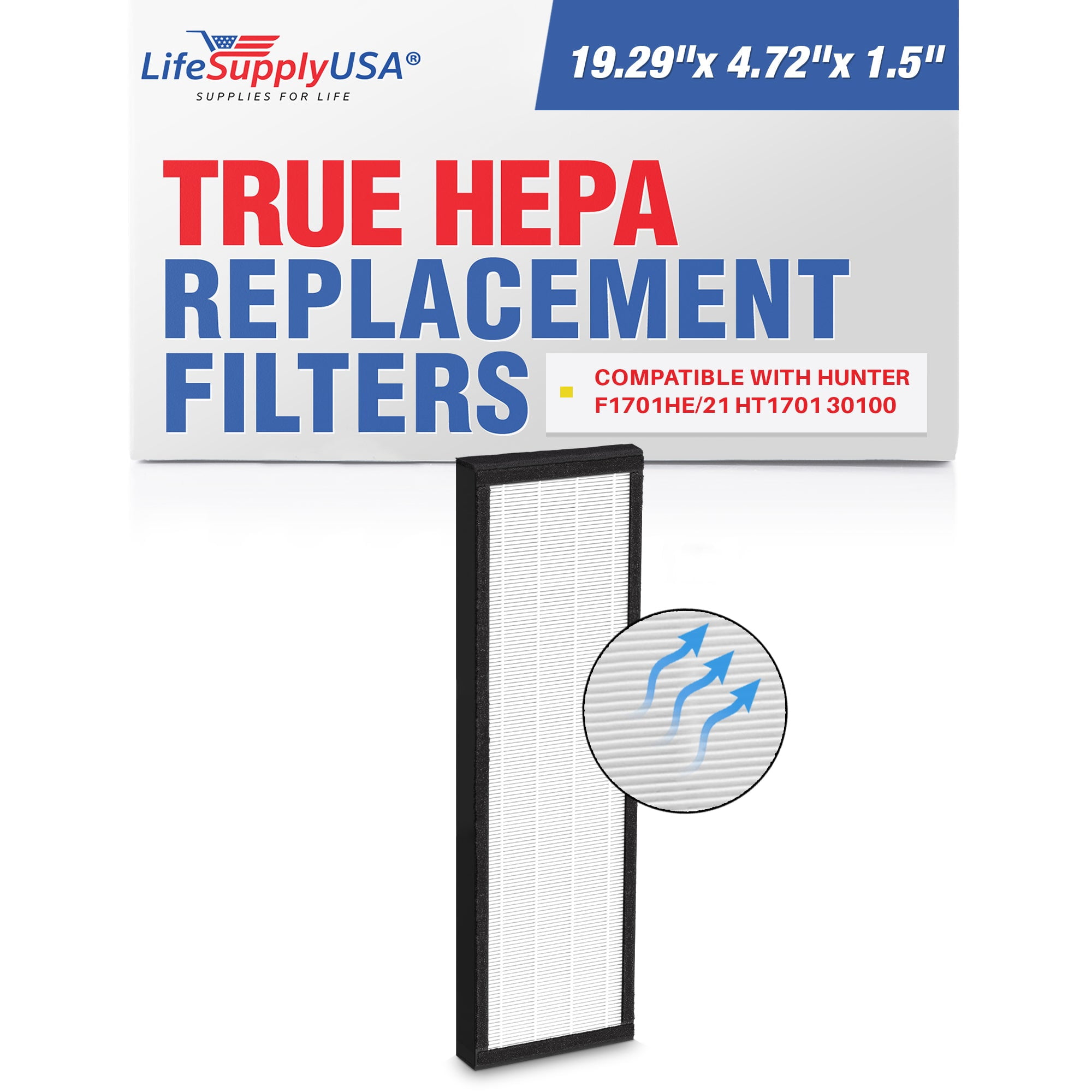 LifeSupplyUSA 2-in-1 True HEPA Air Cleaner Replacement Filter ...