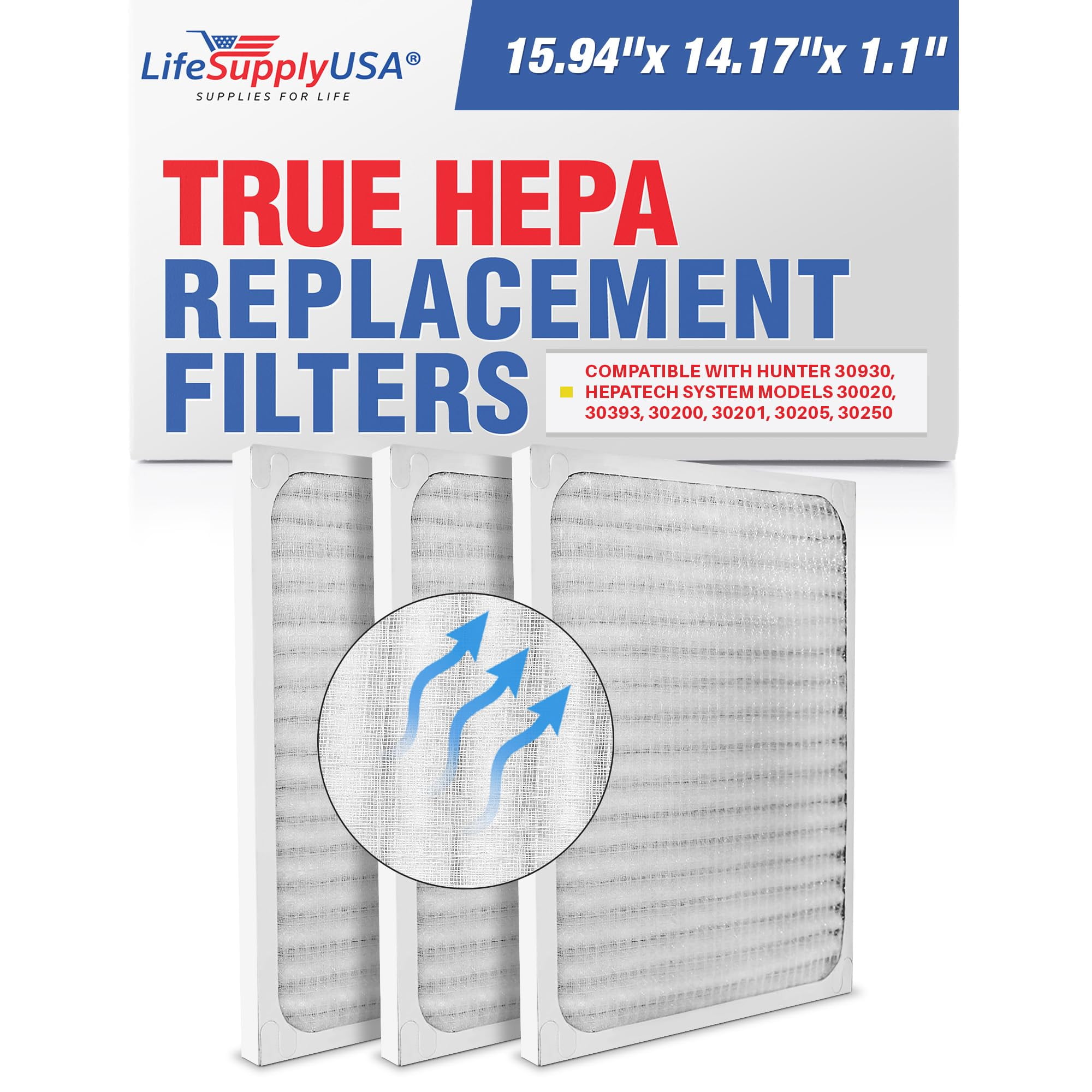 LifeSupplyUSA True HEPA Filter Replacement Compatible with Hunter 30930 ...