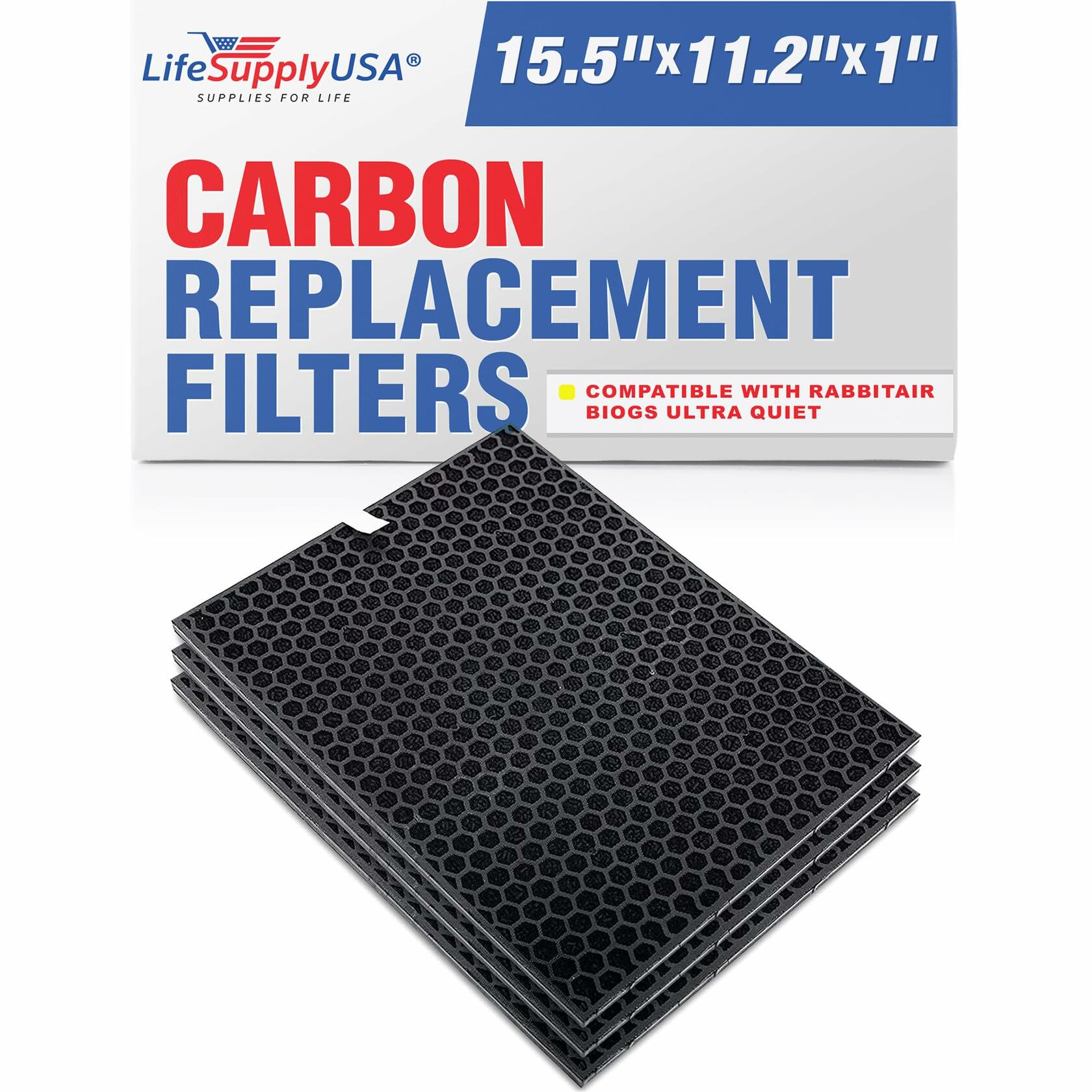 LifeSupplyUSA Carbon Filter Replacement Compatible with Rabbit Air ...