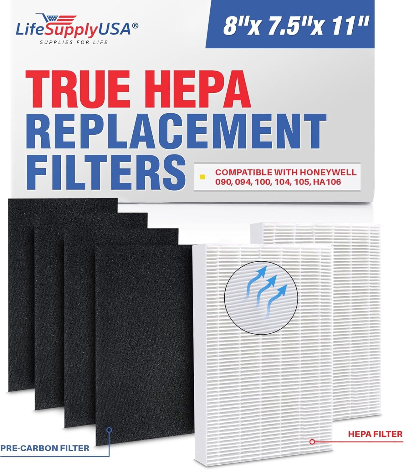 HPA200 Filter R and A Replacement, 2 HEPA + 8 Activated Carbon Filters ...