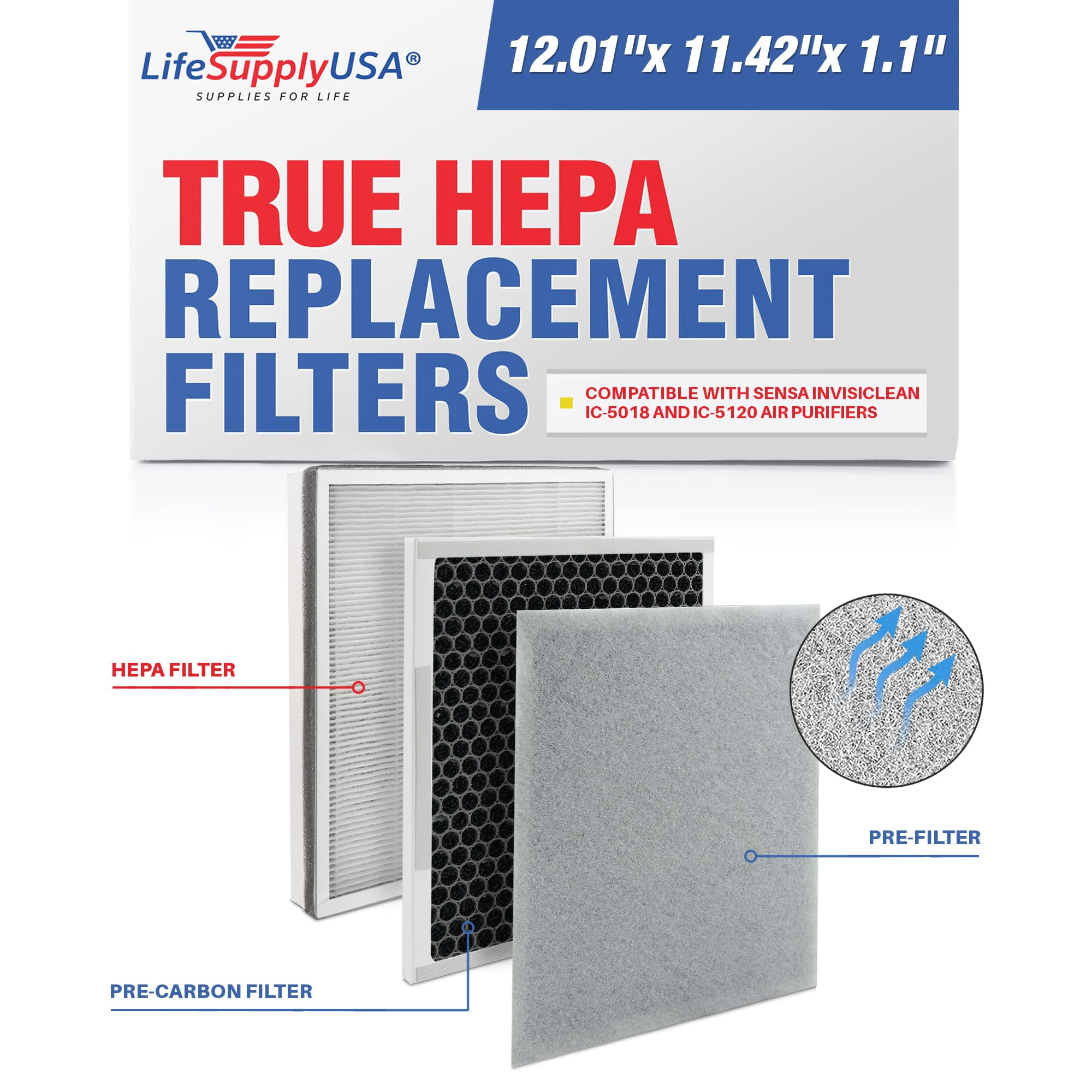 LifeSupplyUSA Filter Replacement Set, Fits InvisiClean IC-5018 and ...