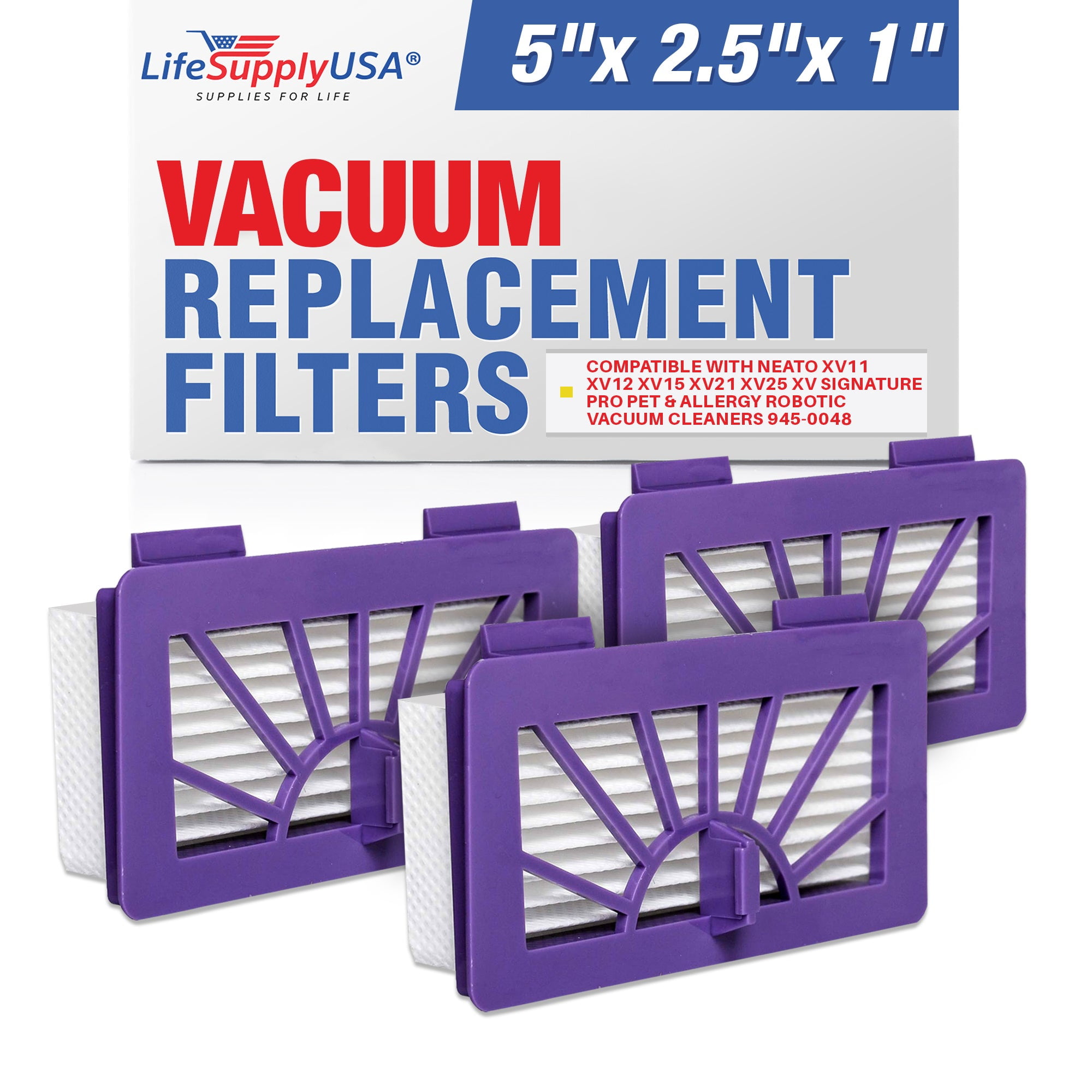 LifeSupplyUSA HEPA Vacuum Filter Replacement Compatible with Neato XV11 ...