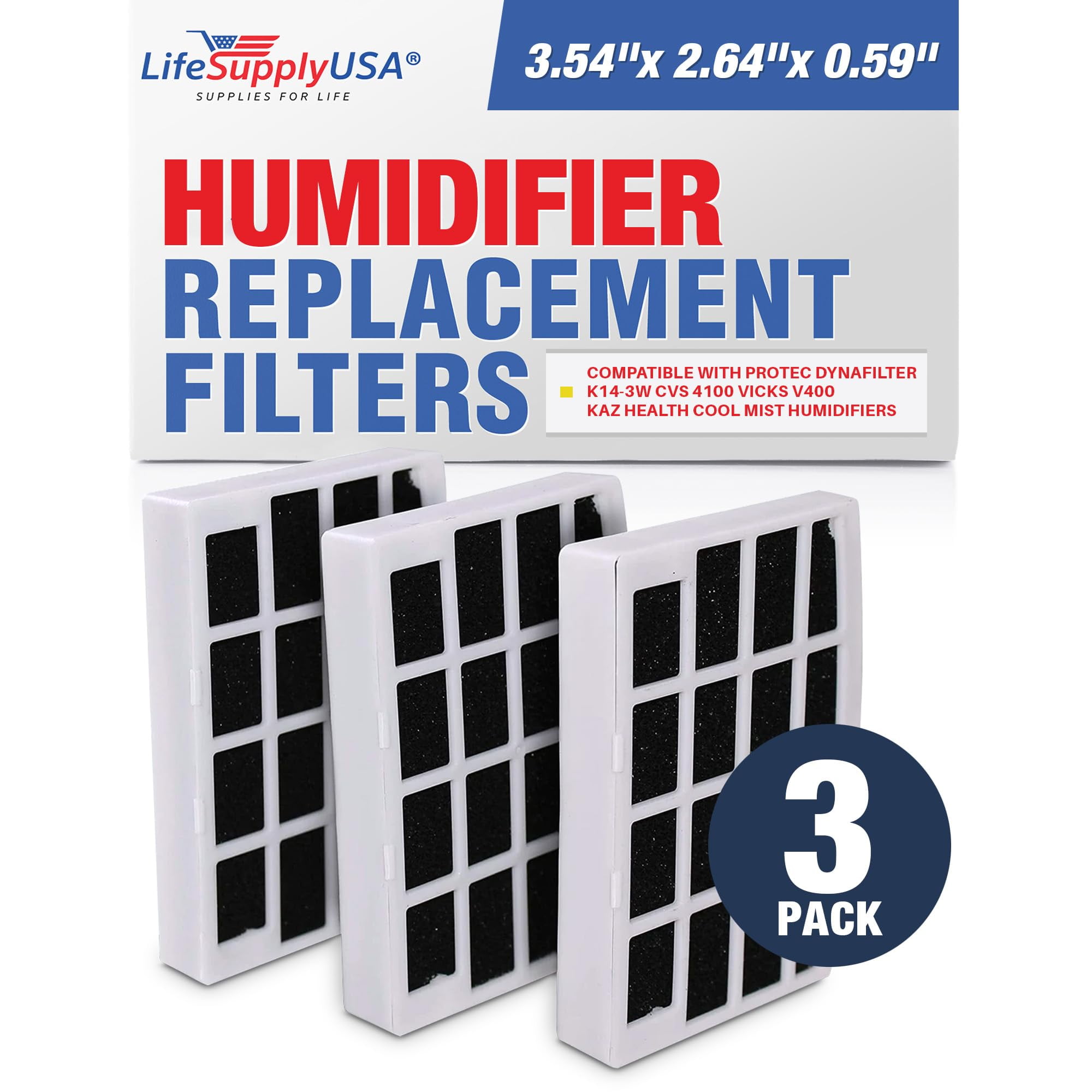 LifeSupplyUSA Humidifier Filter Replacement Air Cleaning Cartridge ...
