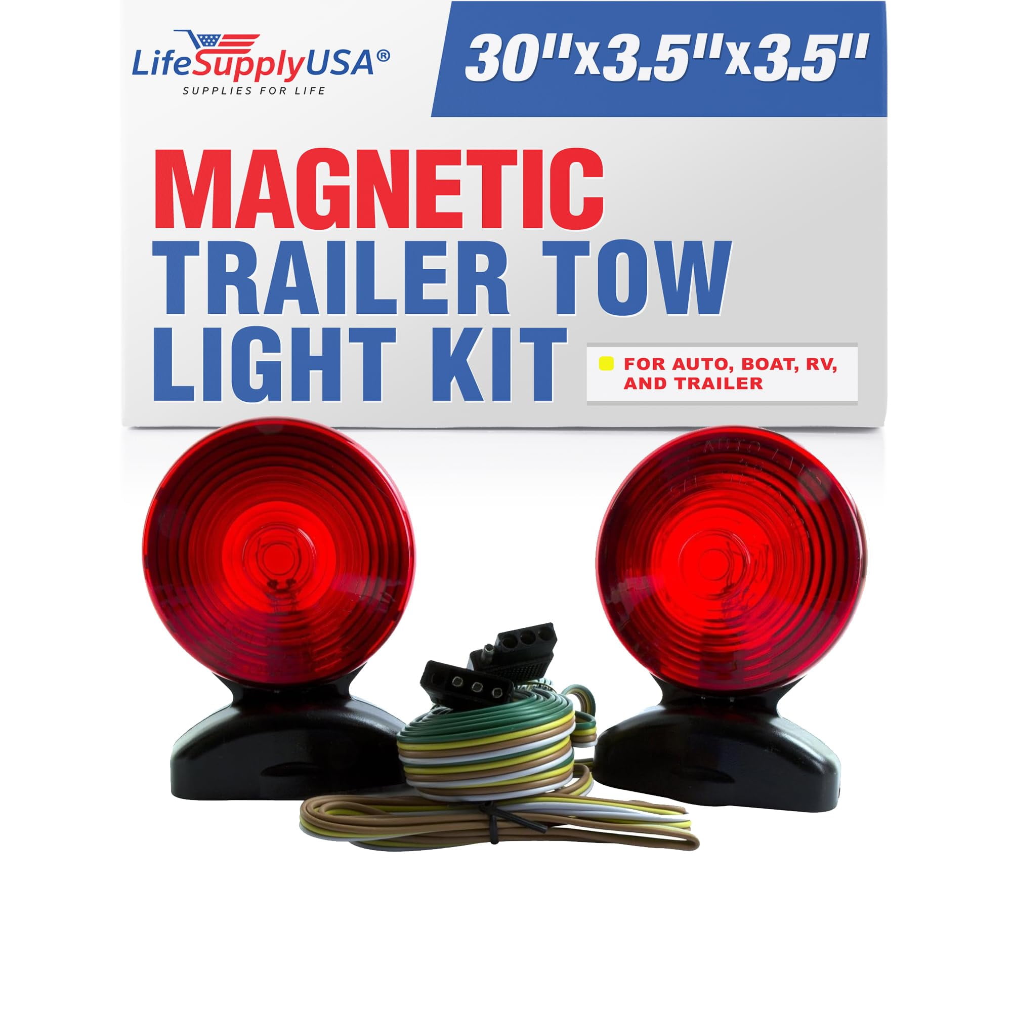 LifeSupplyUSA LED 12V Magnetic Towing Trailer Light Kit, Amber & Red ...