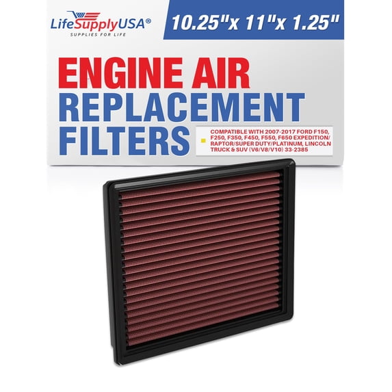 LifeSupplyUSA Washable Engine Air Filter 33-2385 for 2007-2017 Ford ...