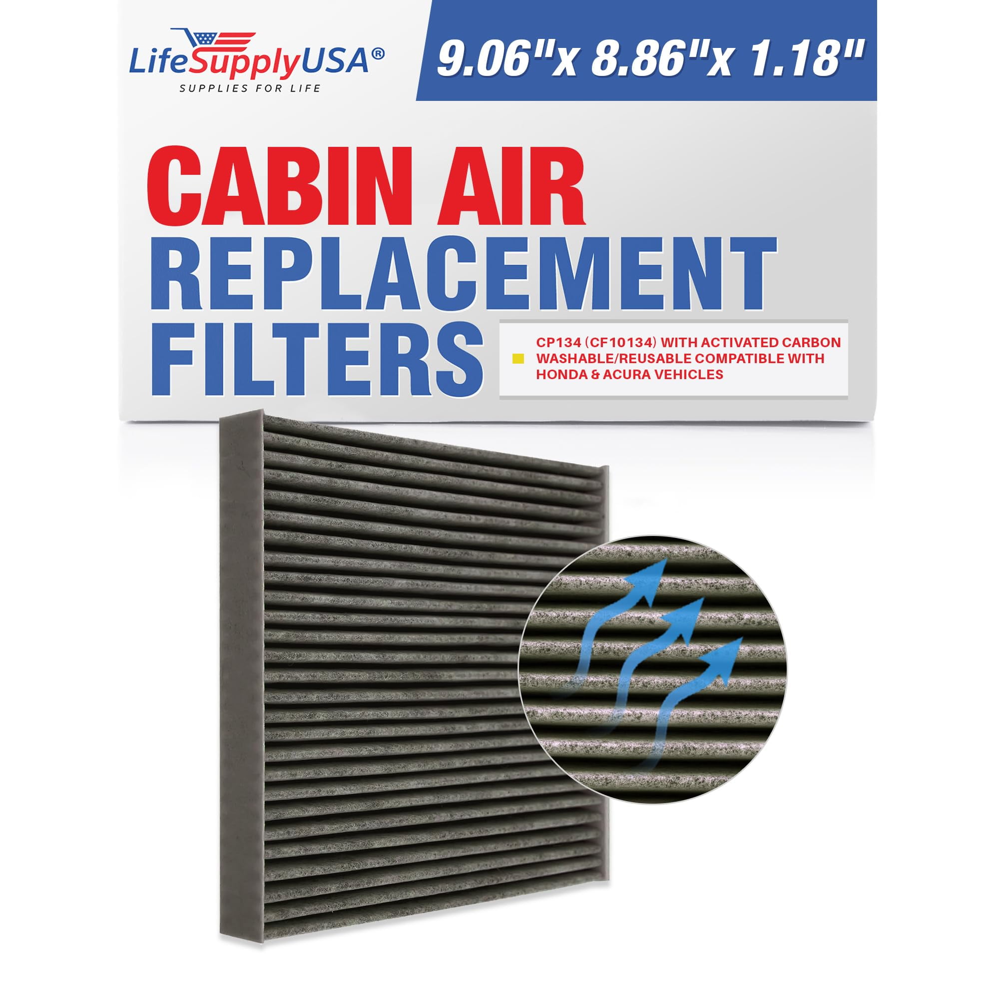 LifeSupplyUSA Replacement Premium Cabin Air Filter Replacement CP134 ...