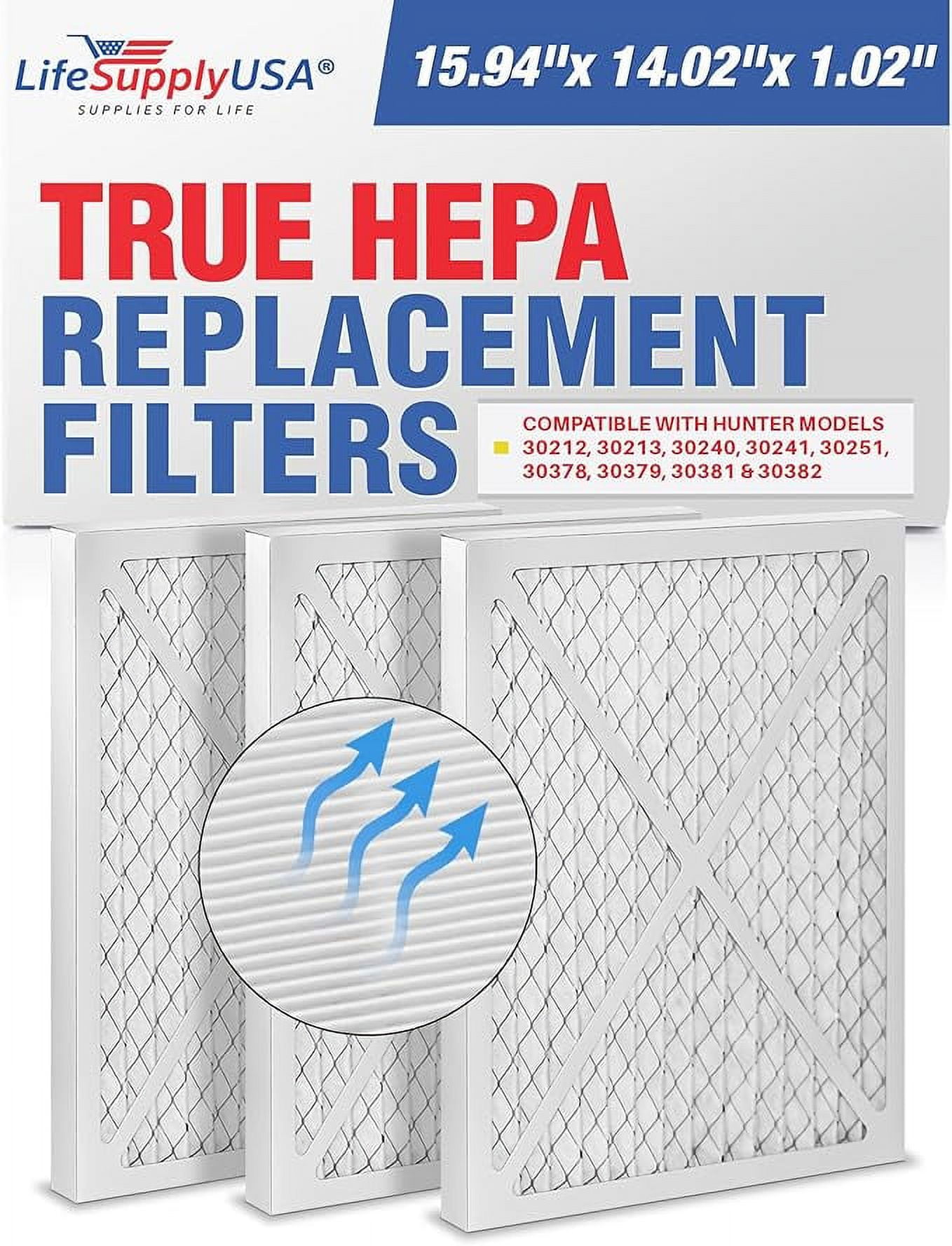 LifeSupplyUSA True HEPA Filter Replacement Compatible with Hunter 30212 ...