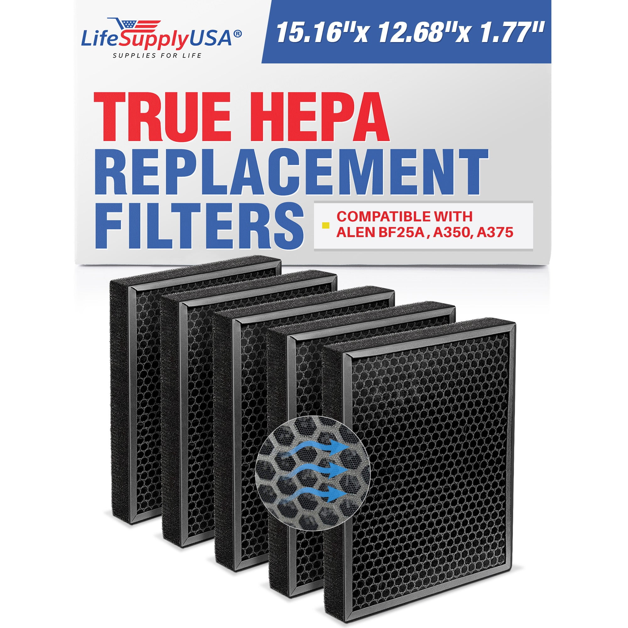 LifeSupplyUSA True HEPA Filter Replacement Compatible with Alen BF25A ...