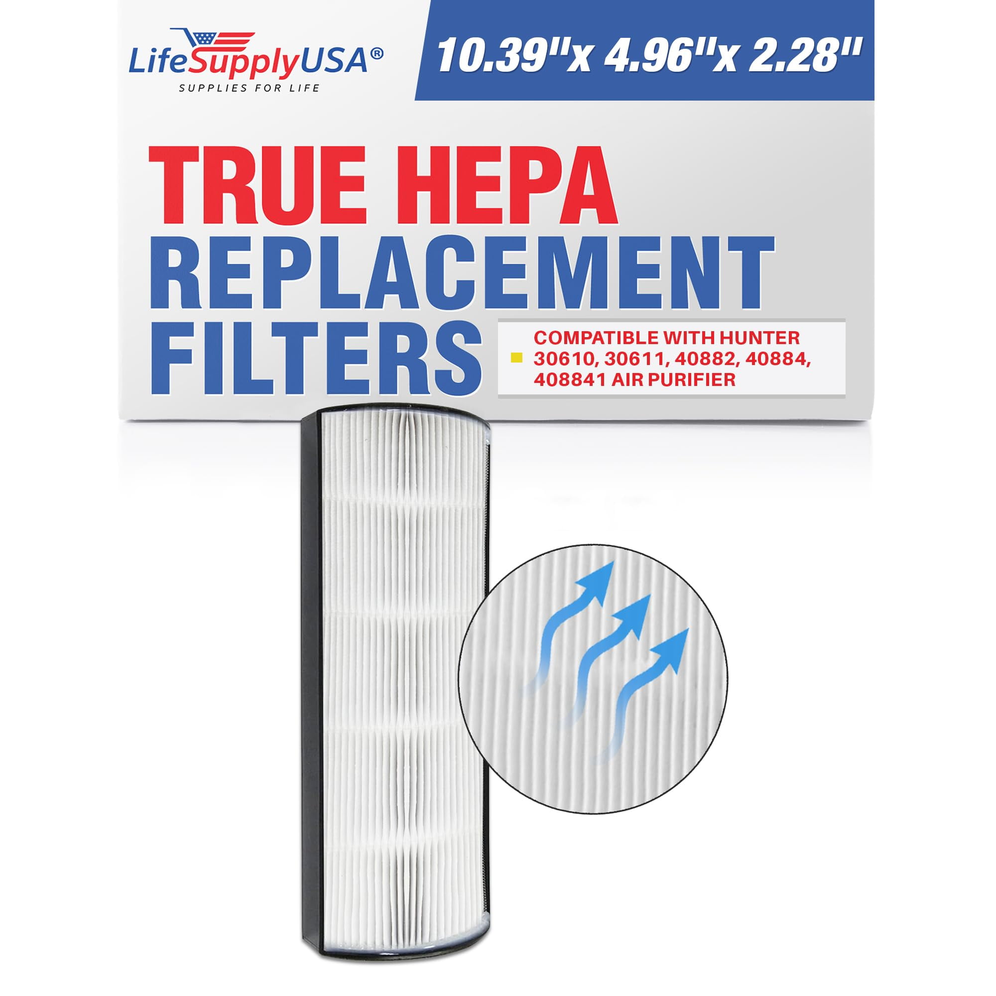 LifeSupplyUSA True HEPA Filter Replacement Compatible with Hunter 30610 ...