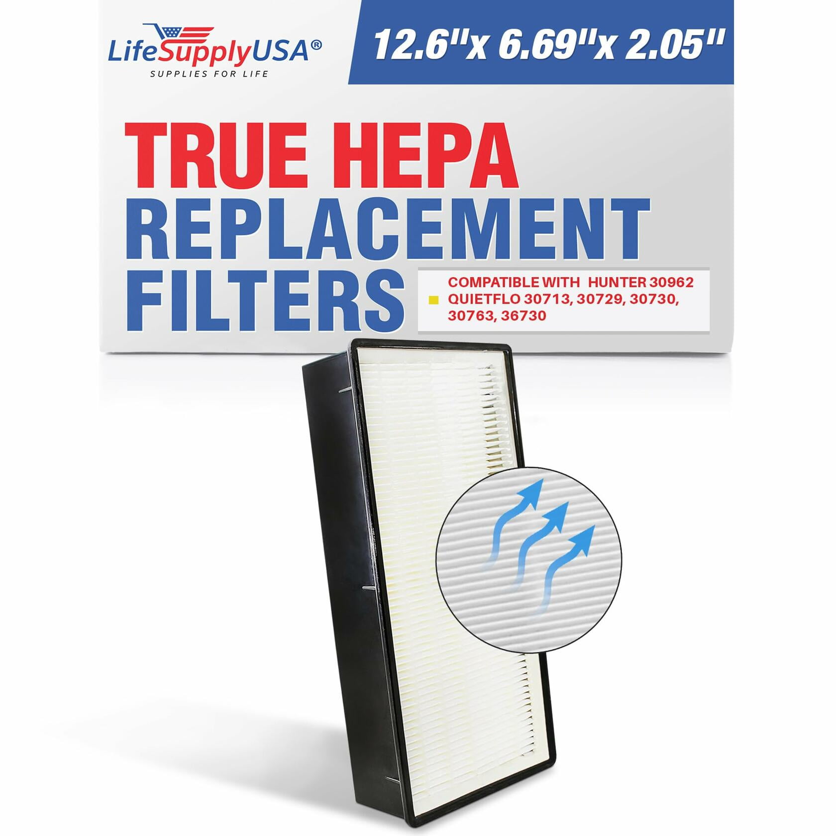 LifeSupplyUSA True HEPA Filter Replacement Compatible with Hunter 30962 ...