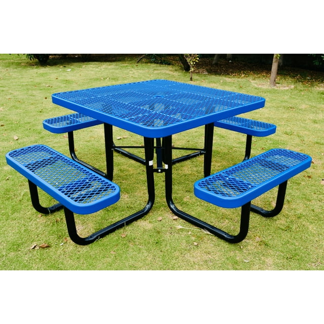"LifeYard 46"" Large Frame Steel Square Picnic Table, Expanded Metal ...