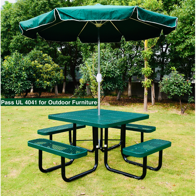 LifeYard 46" Steel Square Picnic Table,Expanded, Metal Outdoor Table ...