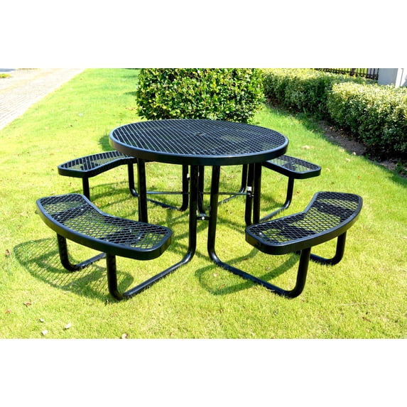 LifeYard 46 inch Commercial Patio Round Picnic Table, Expanded Metal ...