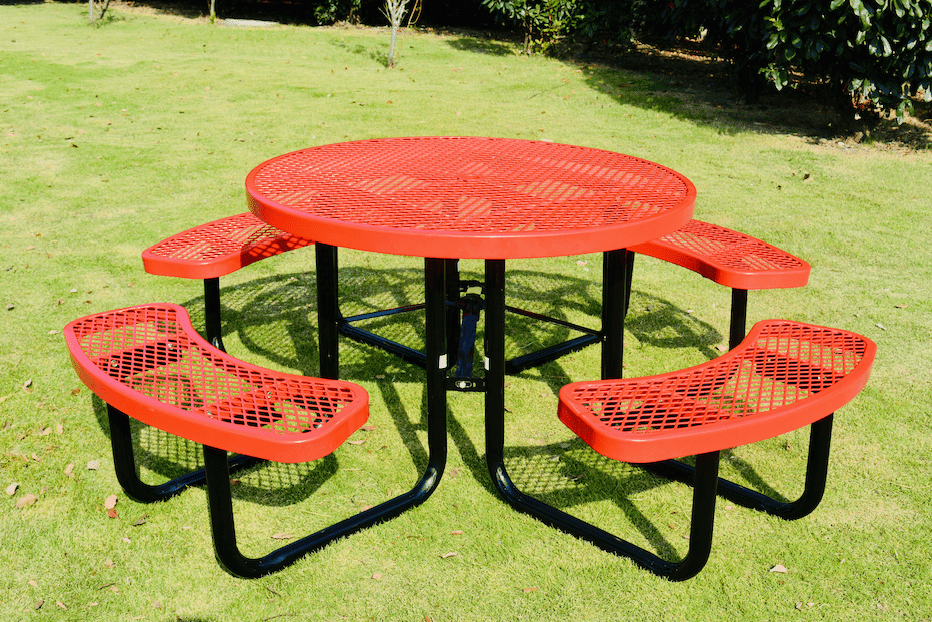 LifeYard 46 inch Expanded Metal Round Picnic Table (Red) - Walmart.com
