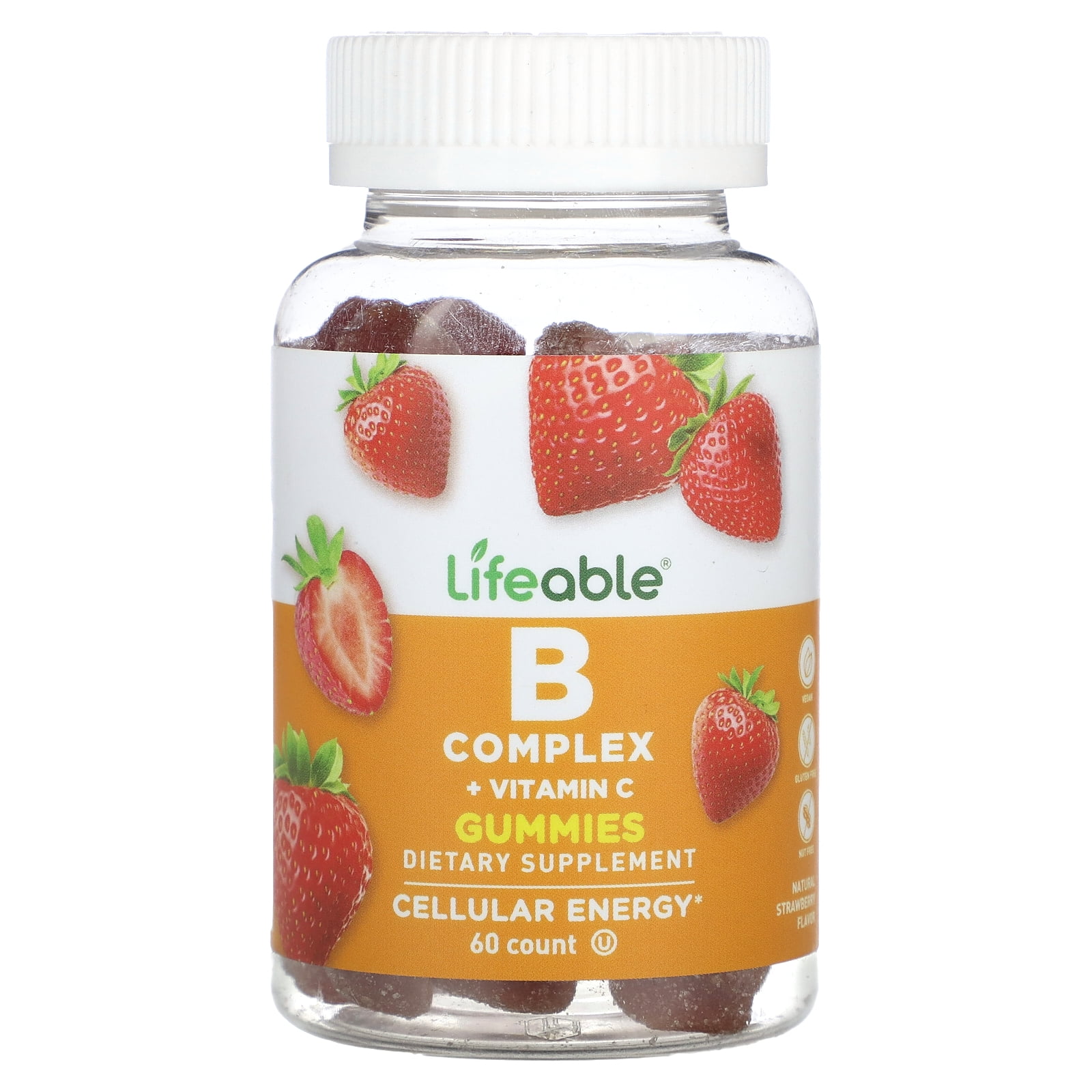 Lifeable B Complex + Vitamin C Gummies, Natural Strawberry, 60 Gummies ...