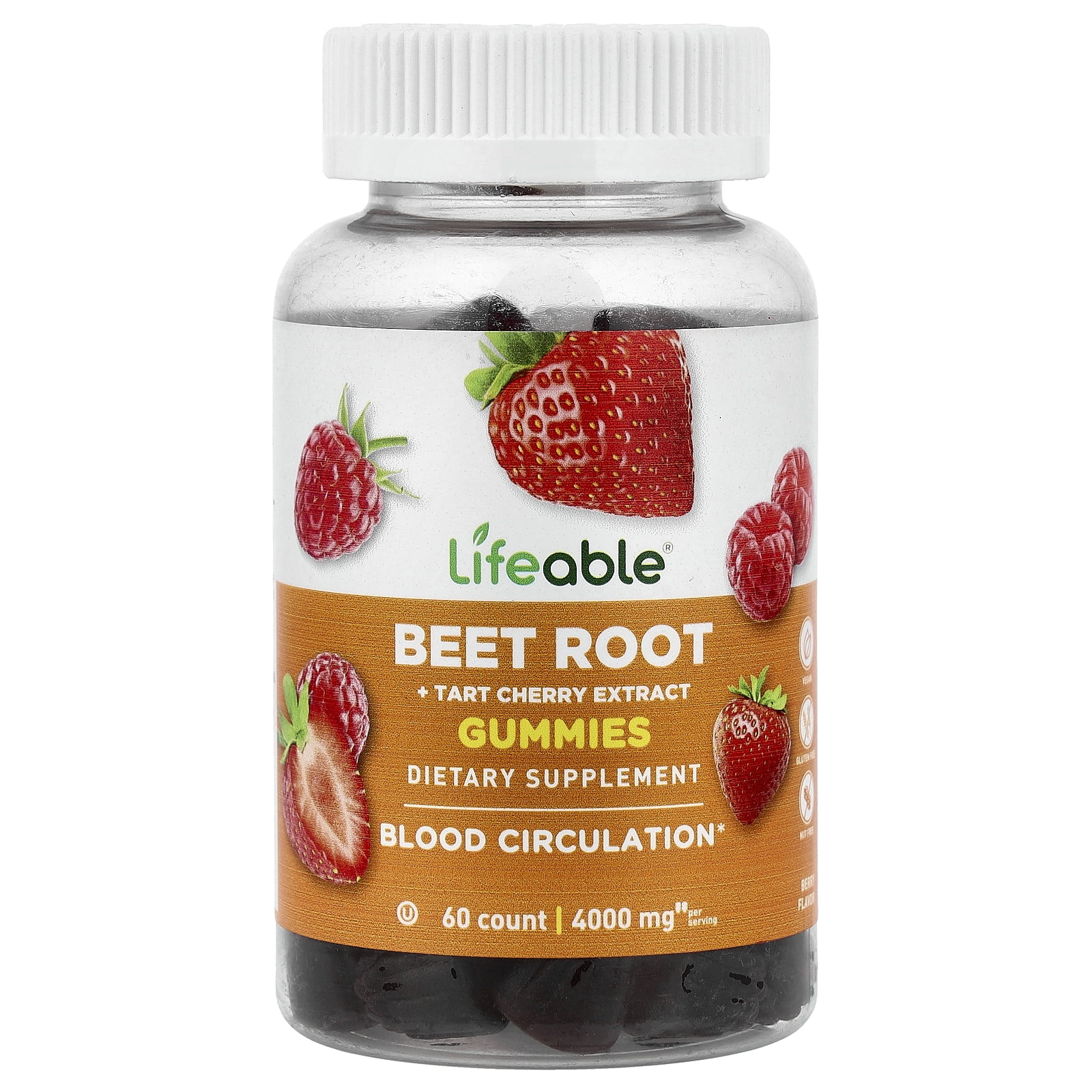 Lifeable Beet Root + Tart Cherry Extract Gummies, Berry, 60 Gummies ...