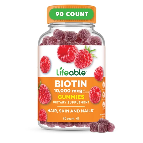 Lifeable Biotin Gummies - Hair, Skin, Nails Supplement - 10,000 mcg ...