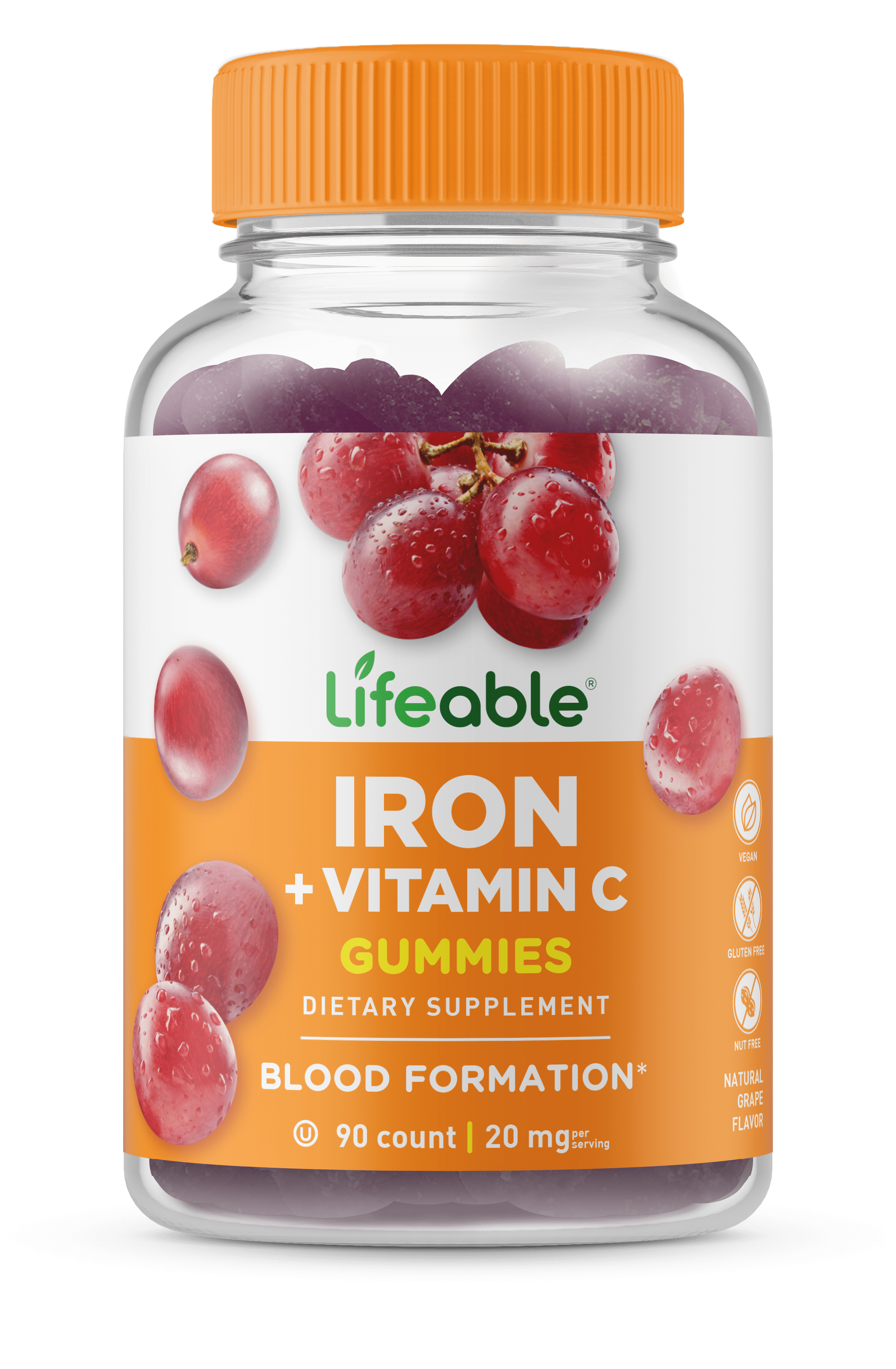 Lifeable Iron with Vitamin C Chewable Supplement - 20mg - Great for ...