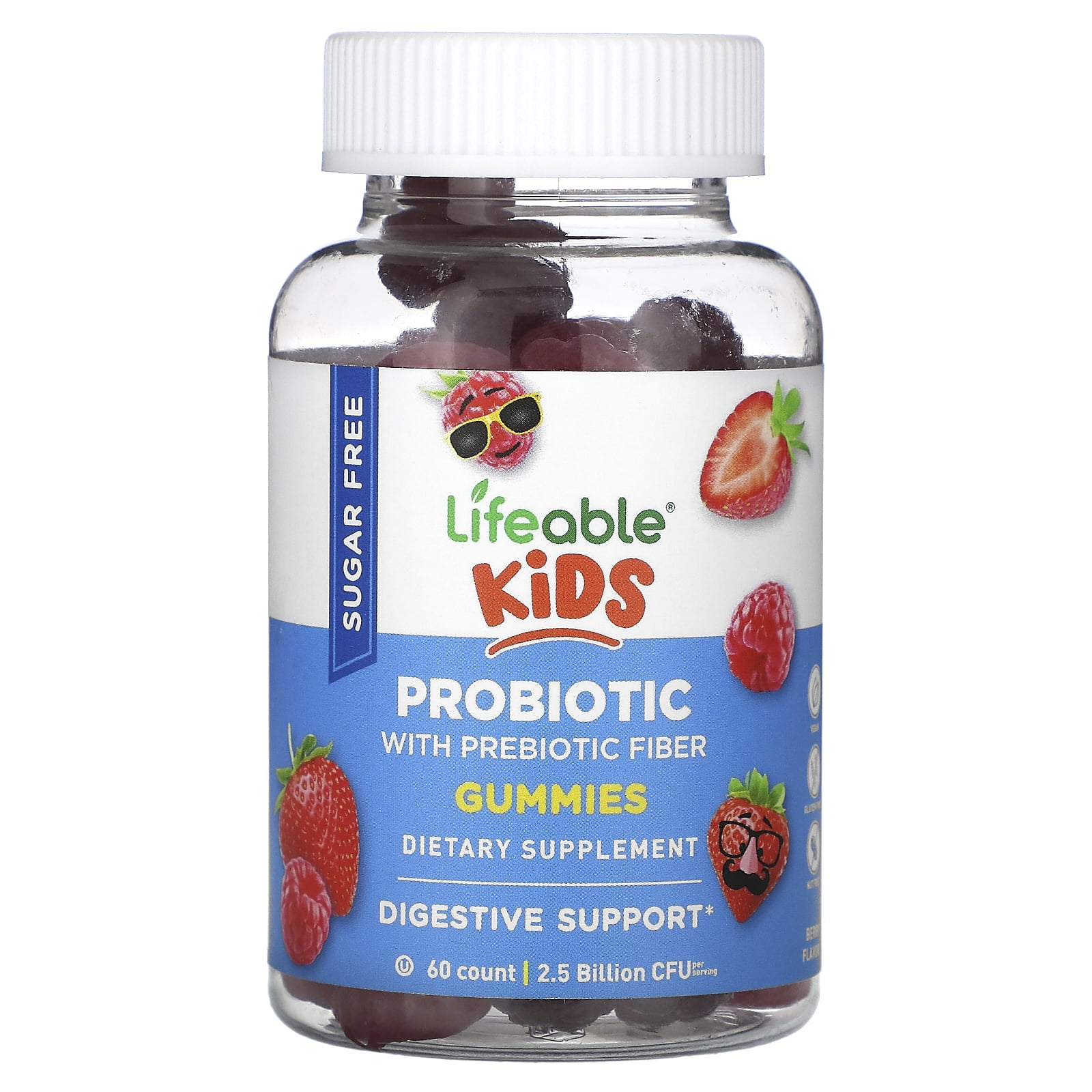 Lifeable Kids Probiotic Fiber Gummies, Vegan, Kosher, Digestive Support ...
