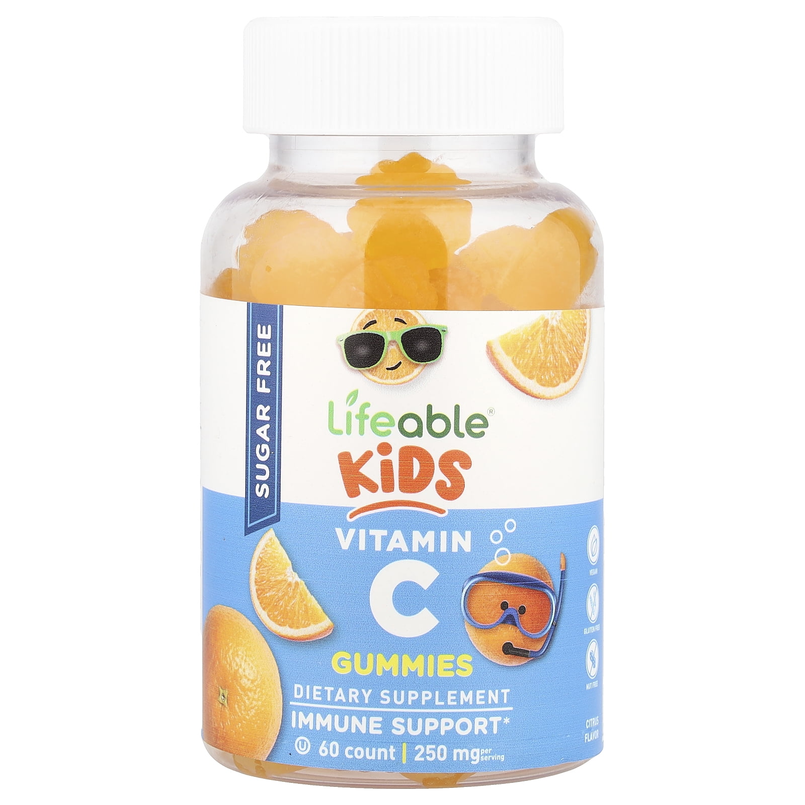 Lifeable Kids, Vitamin C Gummies, Sugar Free, Citrus, 60 Gummies (125 ...