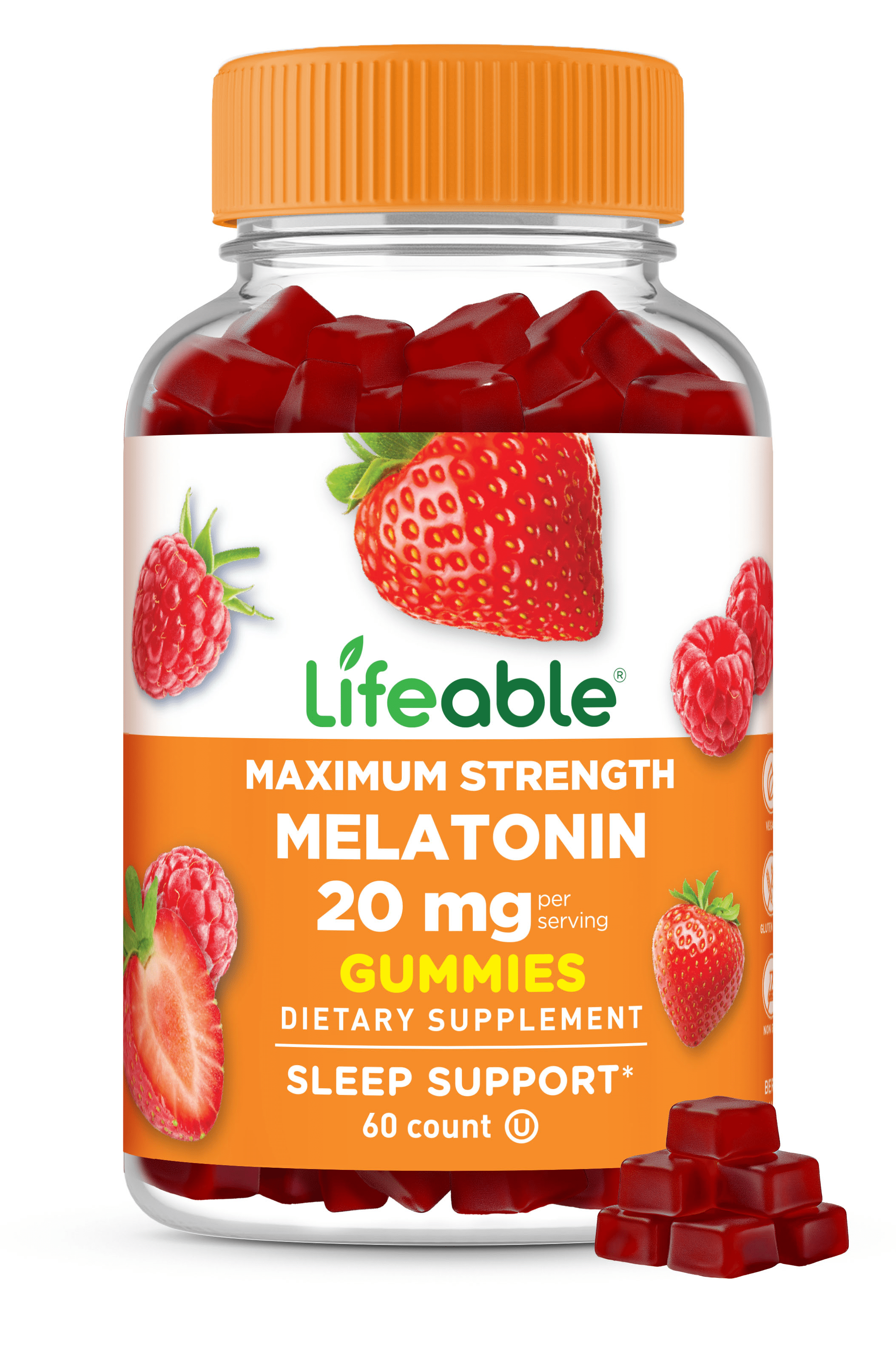 Lifeable Melatonin 20mg - Great Tasting Natural Flavor Gummy Supplement ...