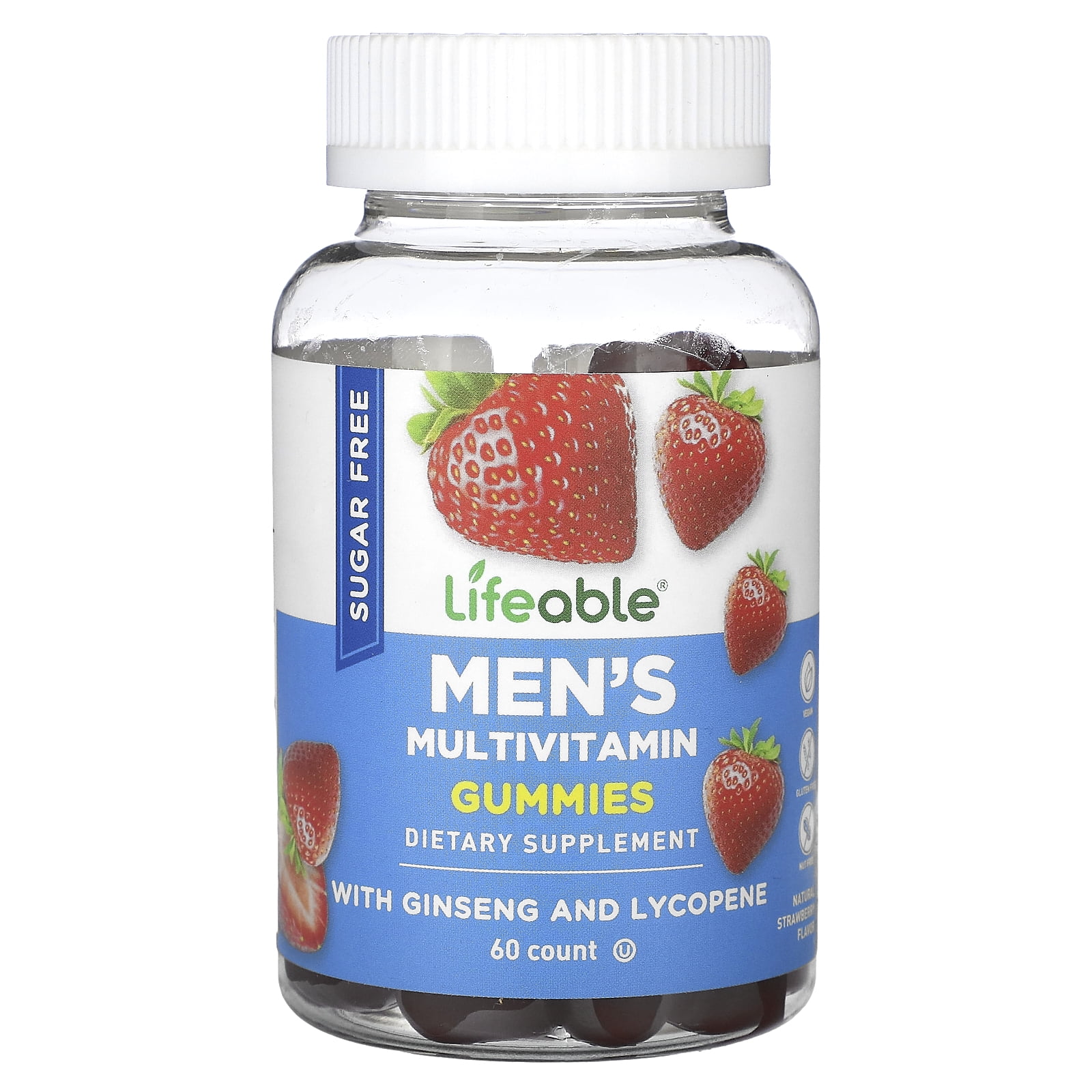 Lifeable Men's Multivitamin Gummies, Strawberry Flavor, 60 Gummies with ...