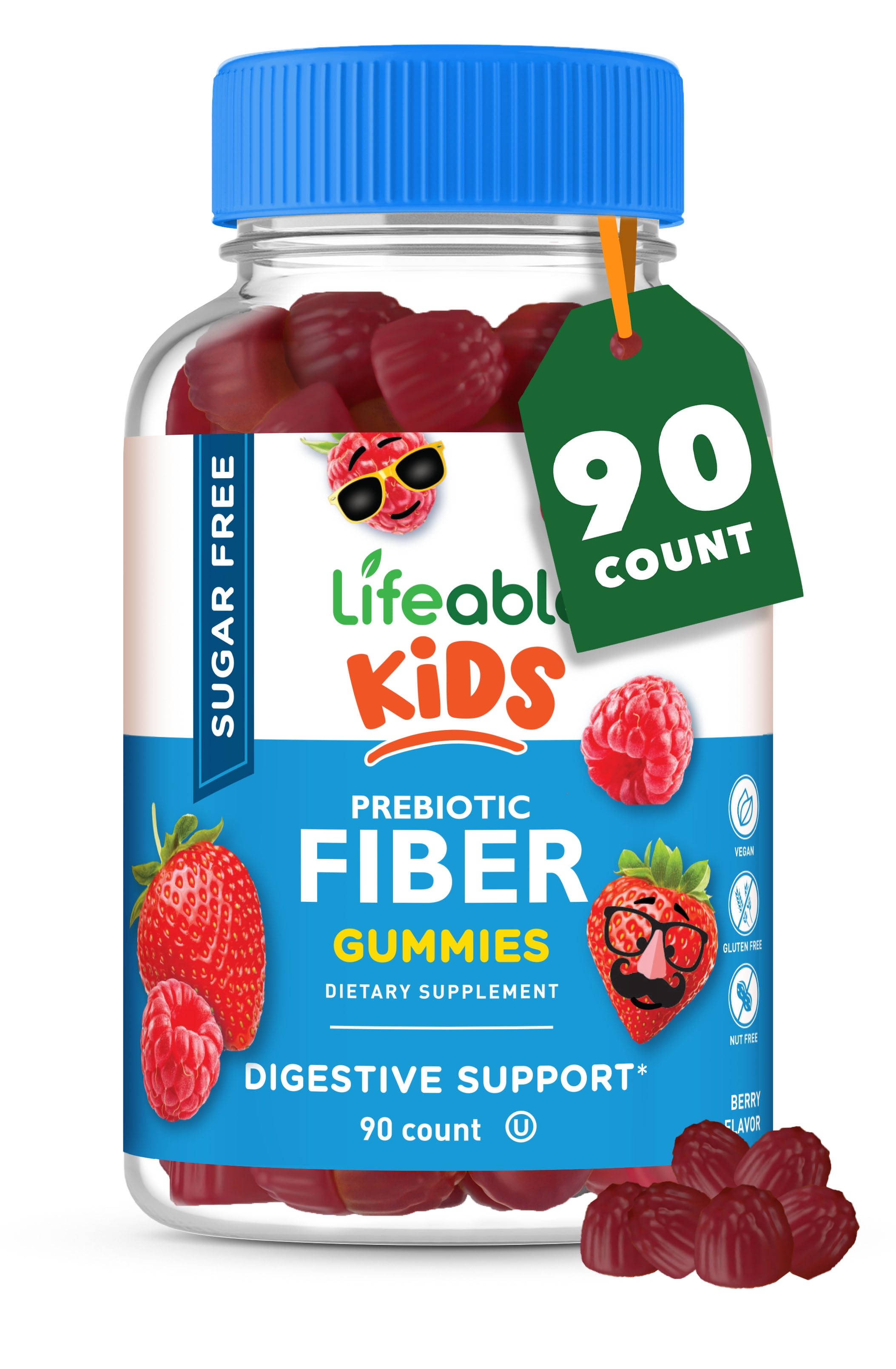 Lifeable Daily Chewable Prebiotic Fiber Gummies for Kids & Toddlers ...