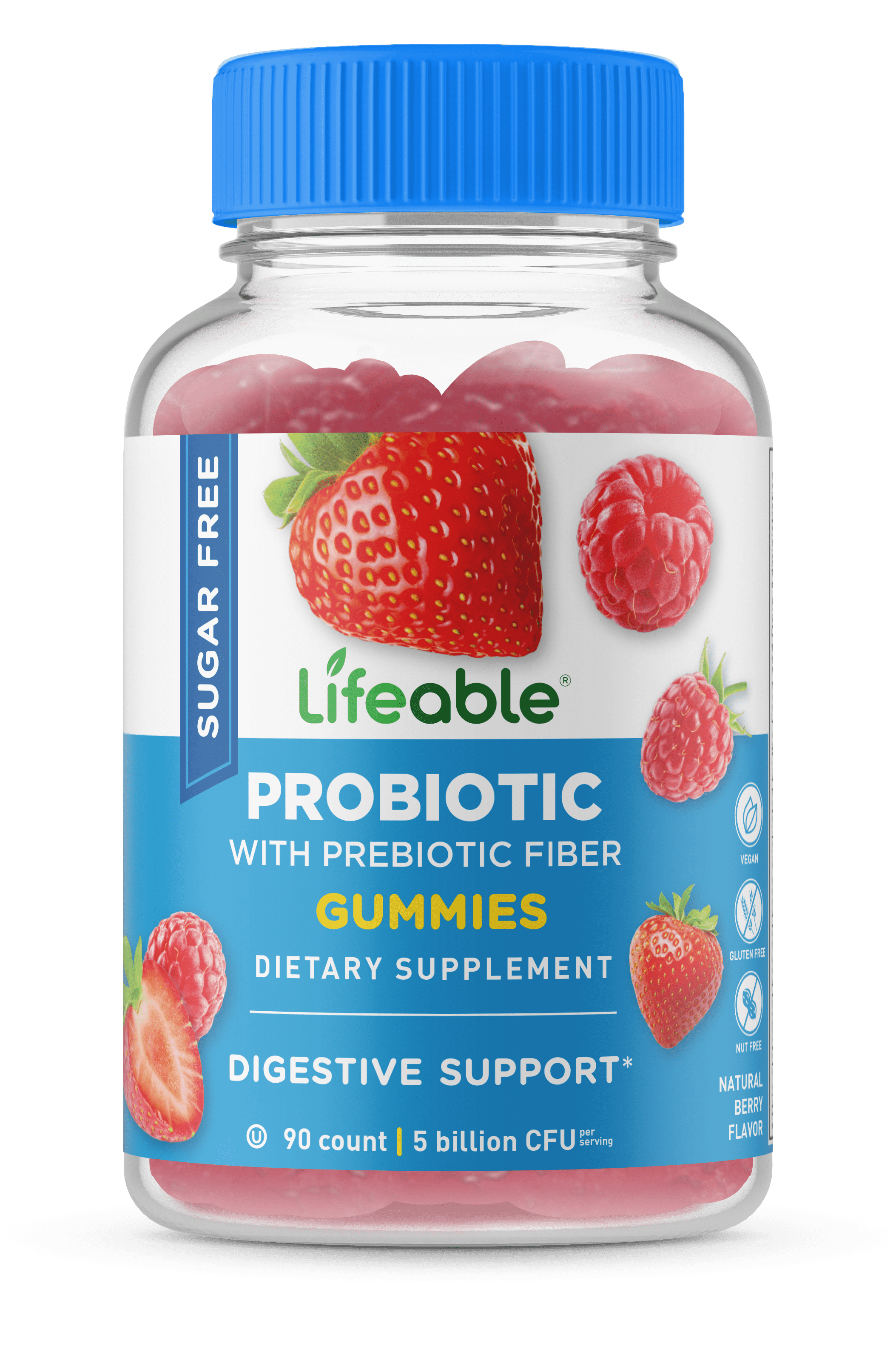 Lifeable Sugar Free Probiotics with Prebiotics Fiber – Great Tasting ...