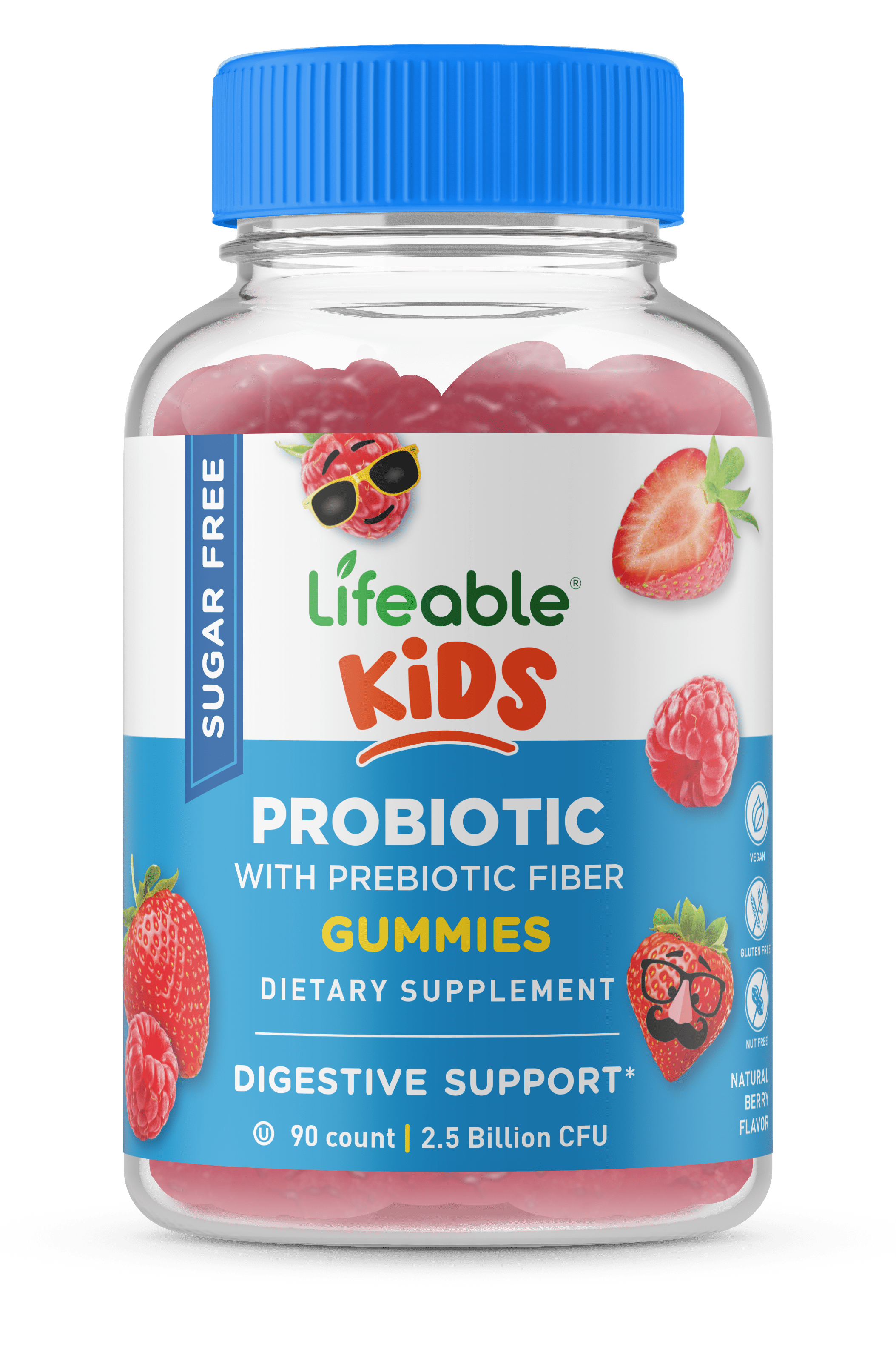 Lifeable Sugar Free Probiotics with Prebiotics Fiber for Kids – Great ...